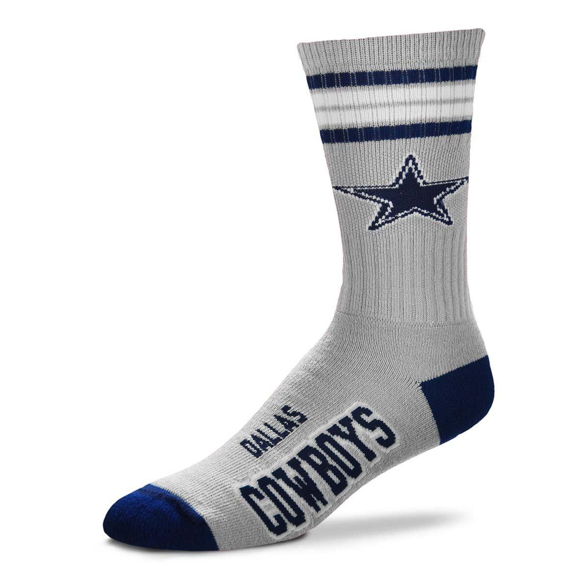 For Bare Feet Dallas Cowboys 4 Stripe Deuce Crew Socks