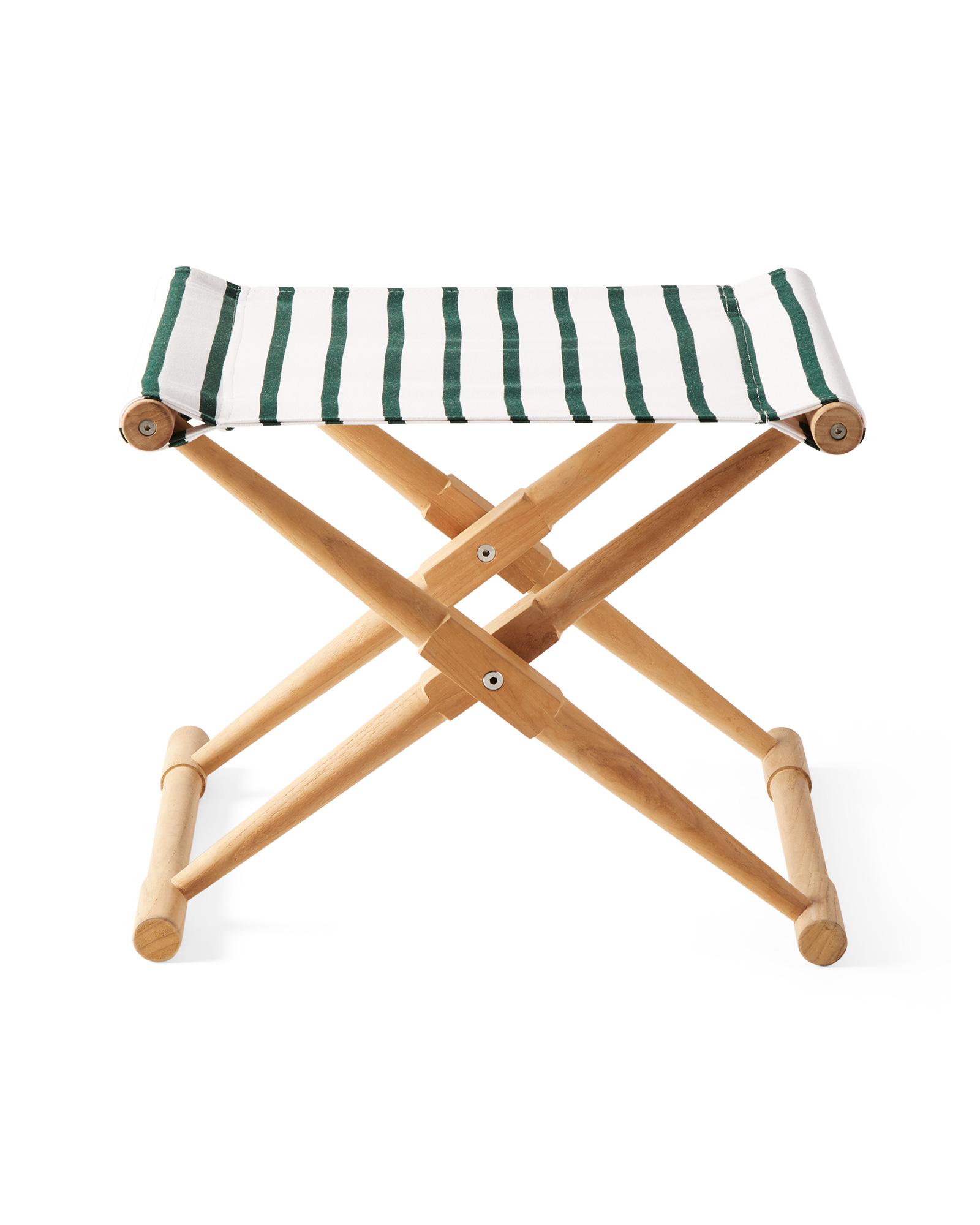 1006111-Outdoor-Teak-Camp-Stool-Sunbrella-Lido-Stripe-Botanical-3058-SH