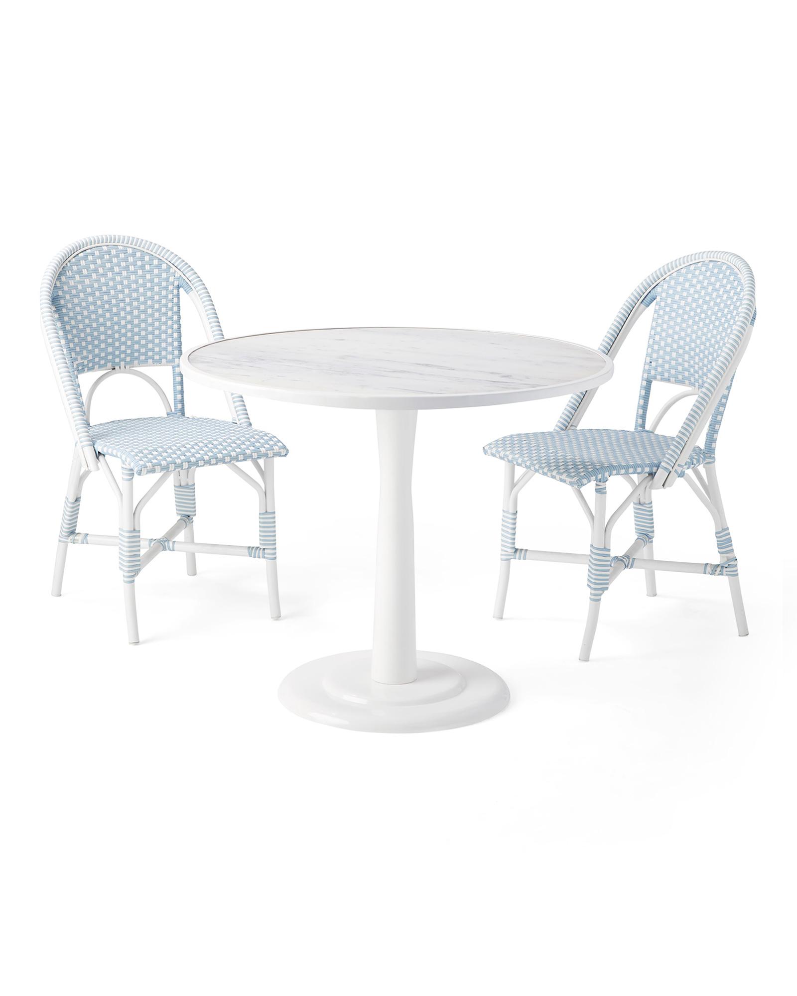 Outdoor Riviera & Wainscott Bistro Set in Coastal Blue