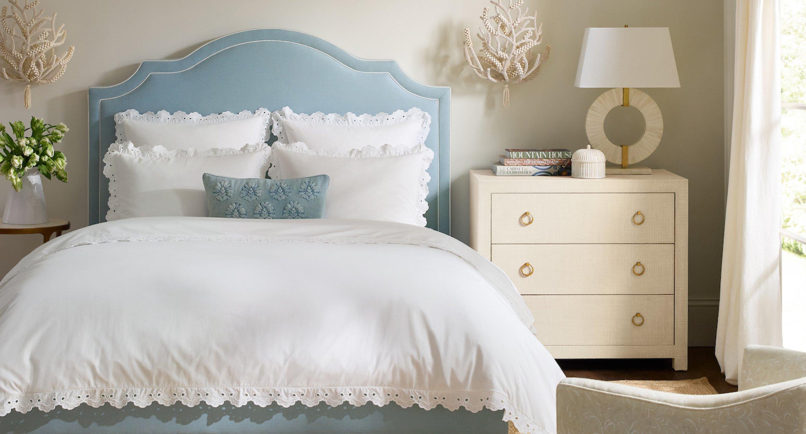 striped bed with wave bedding