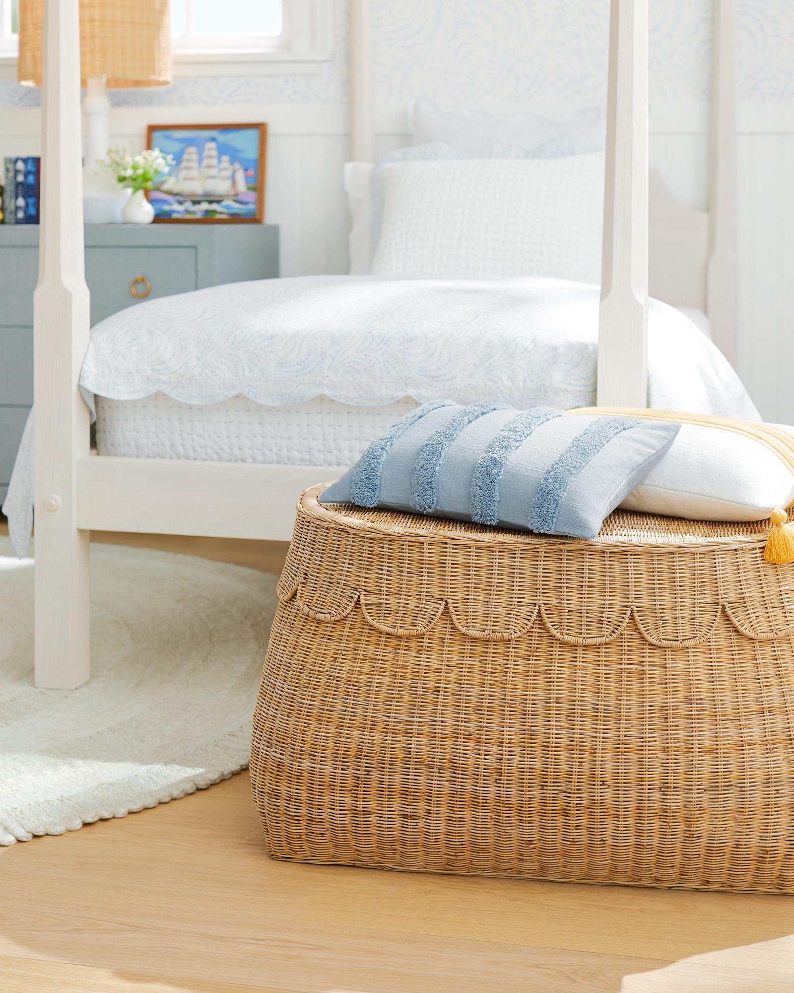 Scallop Rattan Basket | Serena and Lily