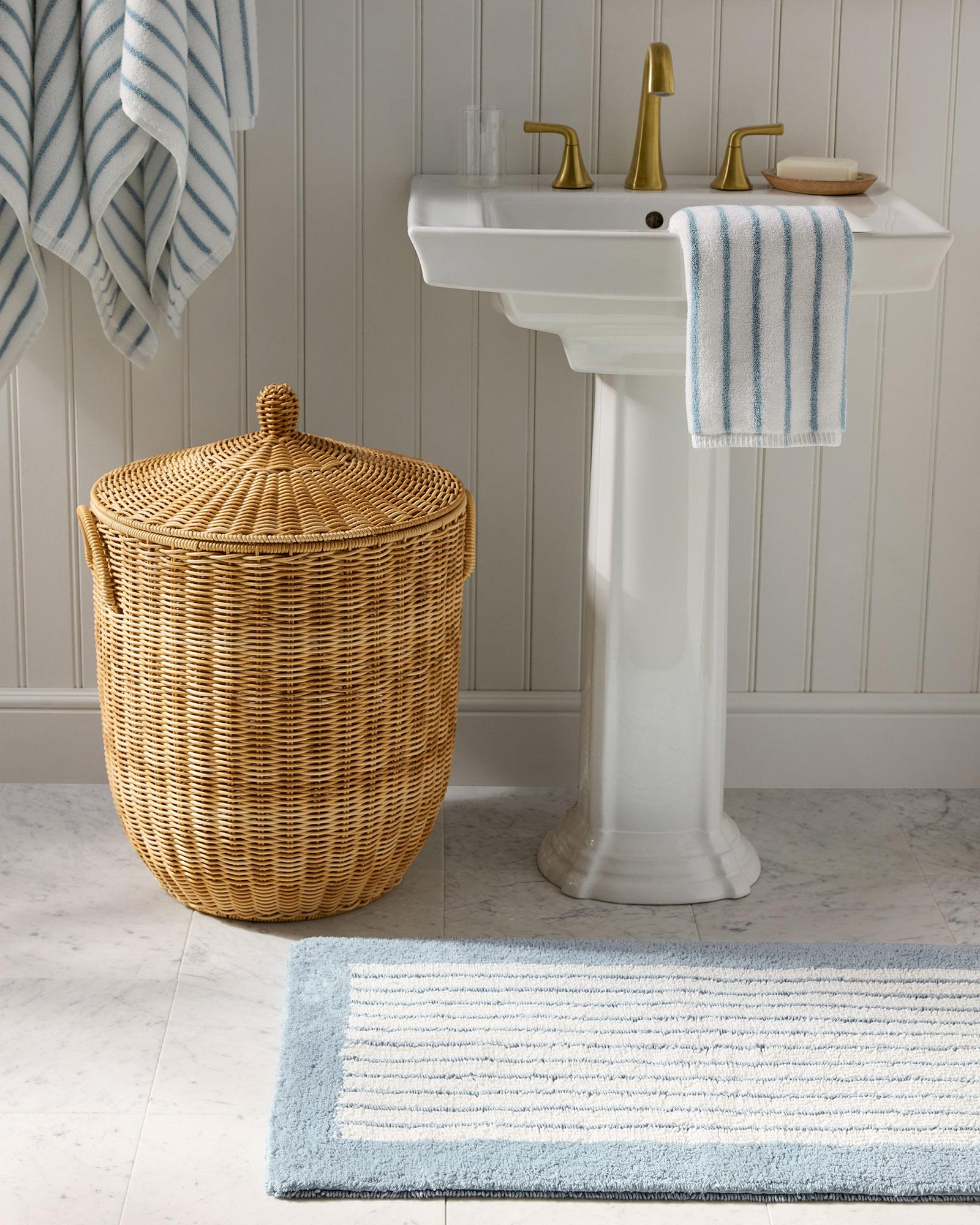 Bathroom-Blue-Mat-Sonoma-Stripe-Bath-Rug-Turkish-Cotton-Towels-Neutral ...