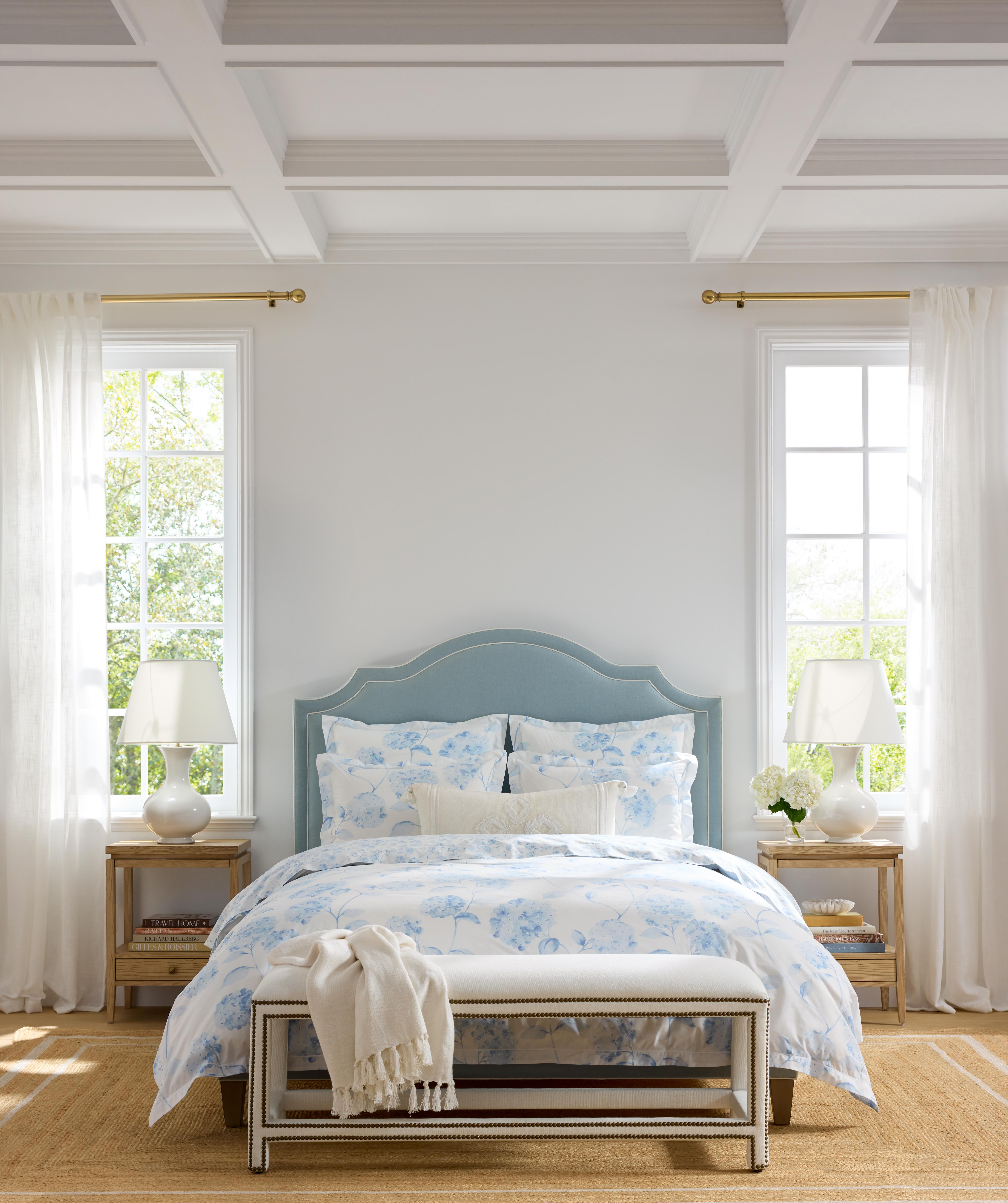 Bedroom-Coastal-Blue-Loire-Linen-Bed-Hydrangea-Floral-Percale-Bedding ...