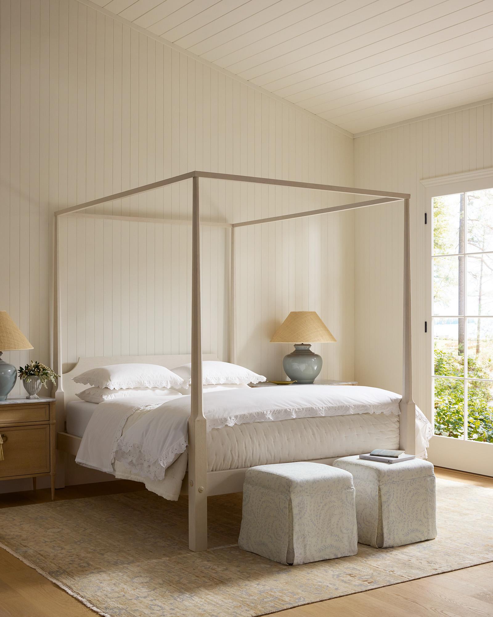 Bedroom-Neutral-Four-Poster-Bed-Whitaker-White-Antibes-Eyelet-Bedding ...