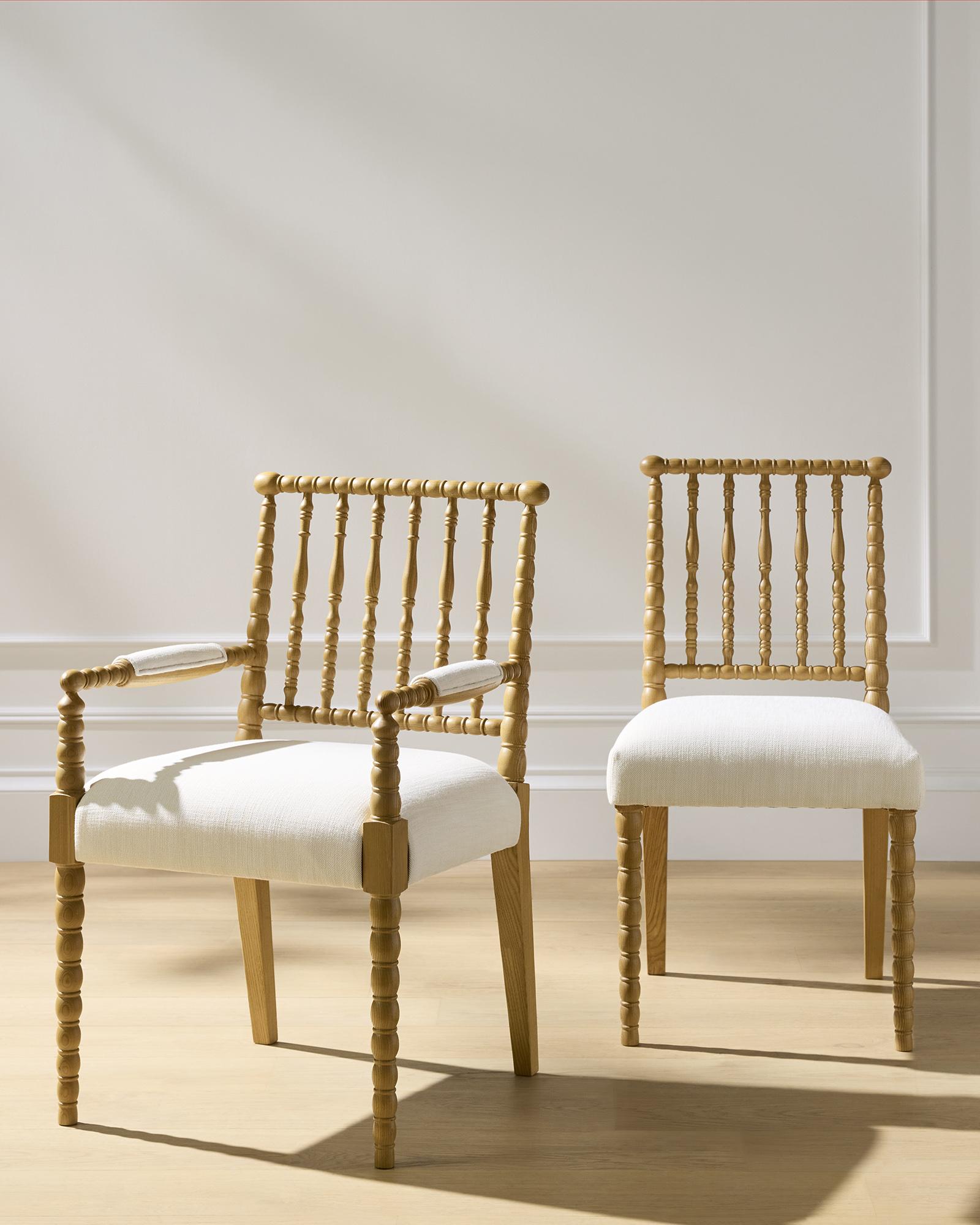 Dining-Chairs-Natural-Wood-Bobbin-Aberdeen-White-Upholstered-brand ...