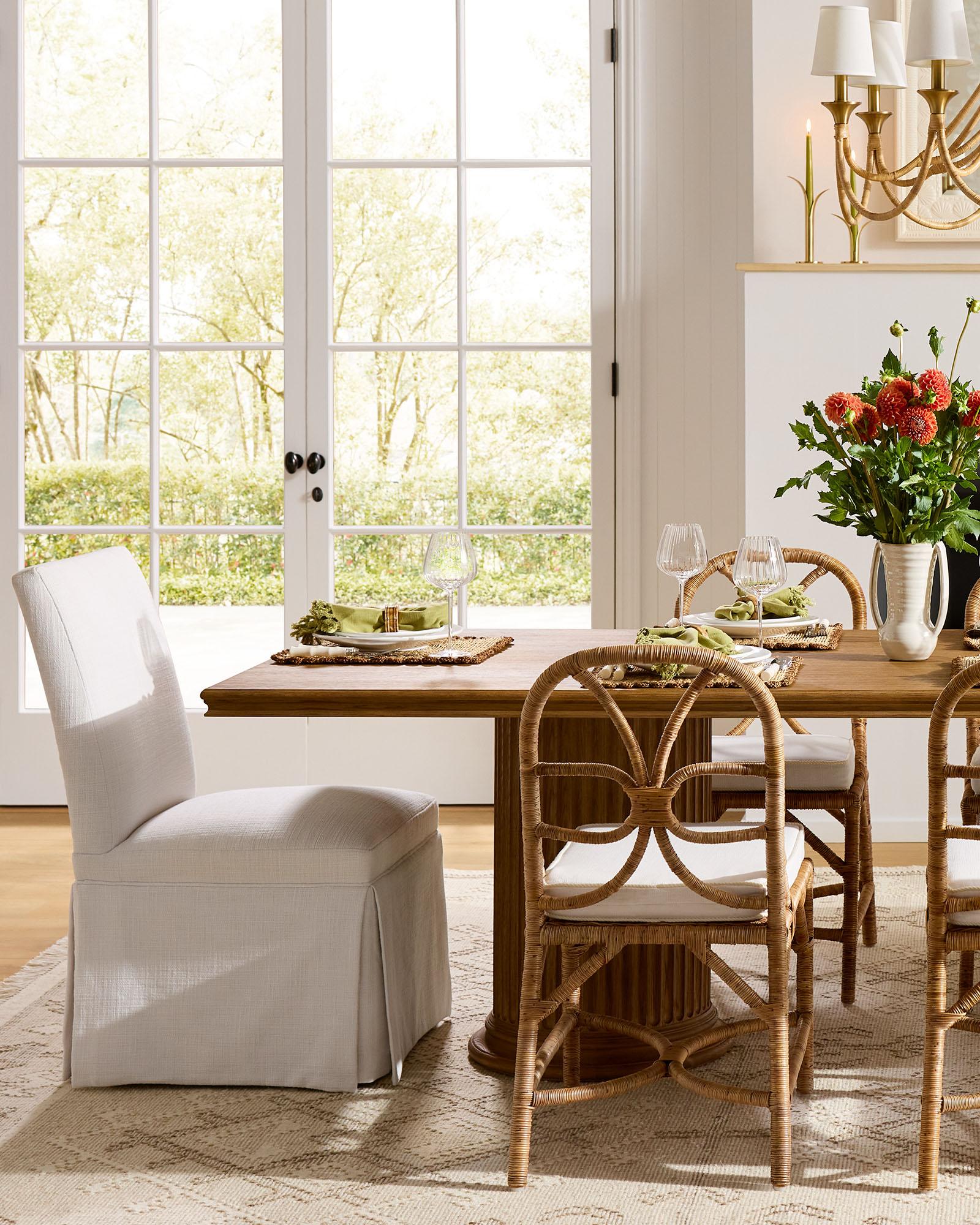 Dining-Room-Natural-Wood-Pedestal-Table-Collins-Antica-Rattan-Chairs ...