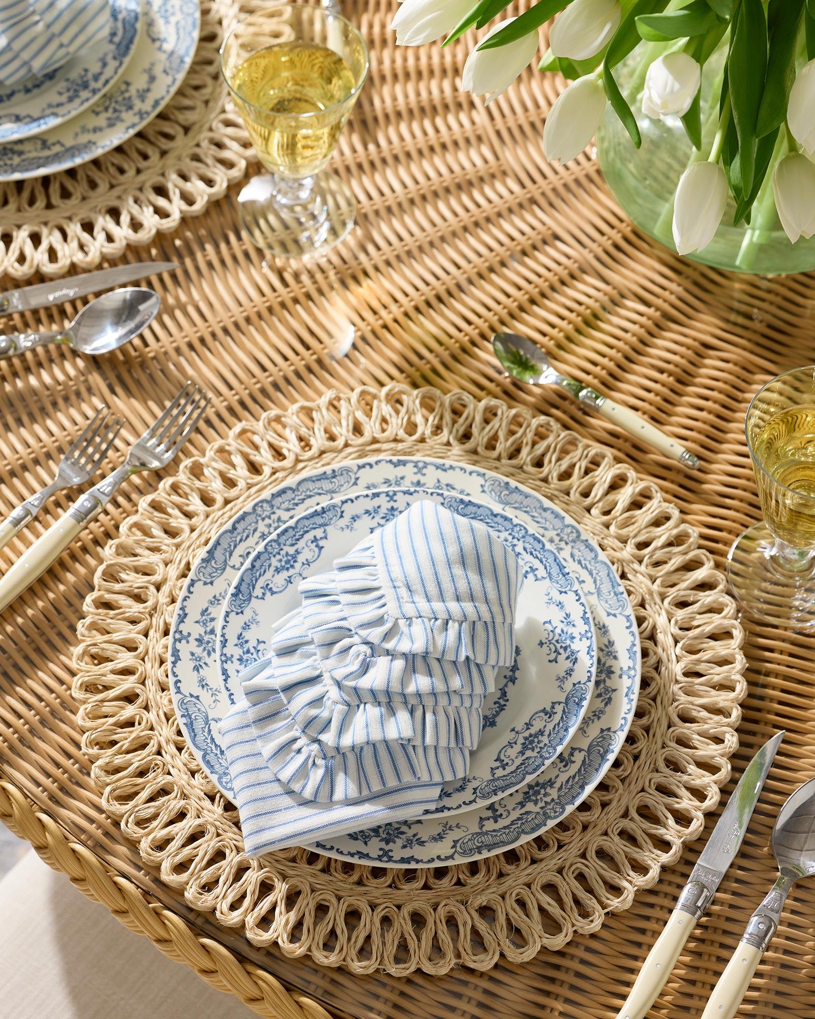Dining-Tabletop-Natural-Placemats-Minorca-Blue-Striped-Marais-Napkins ...