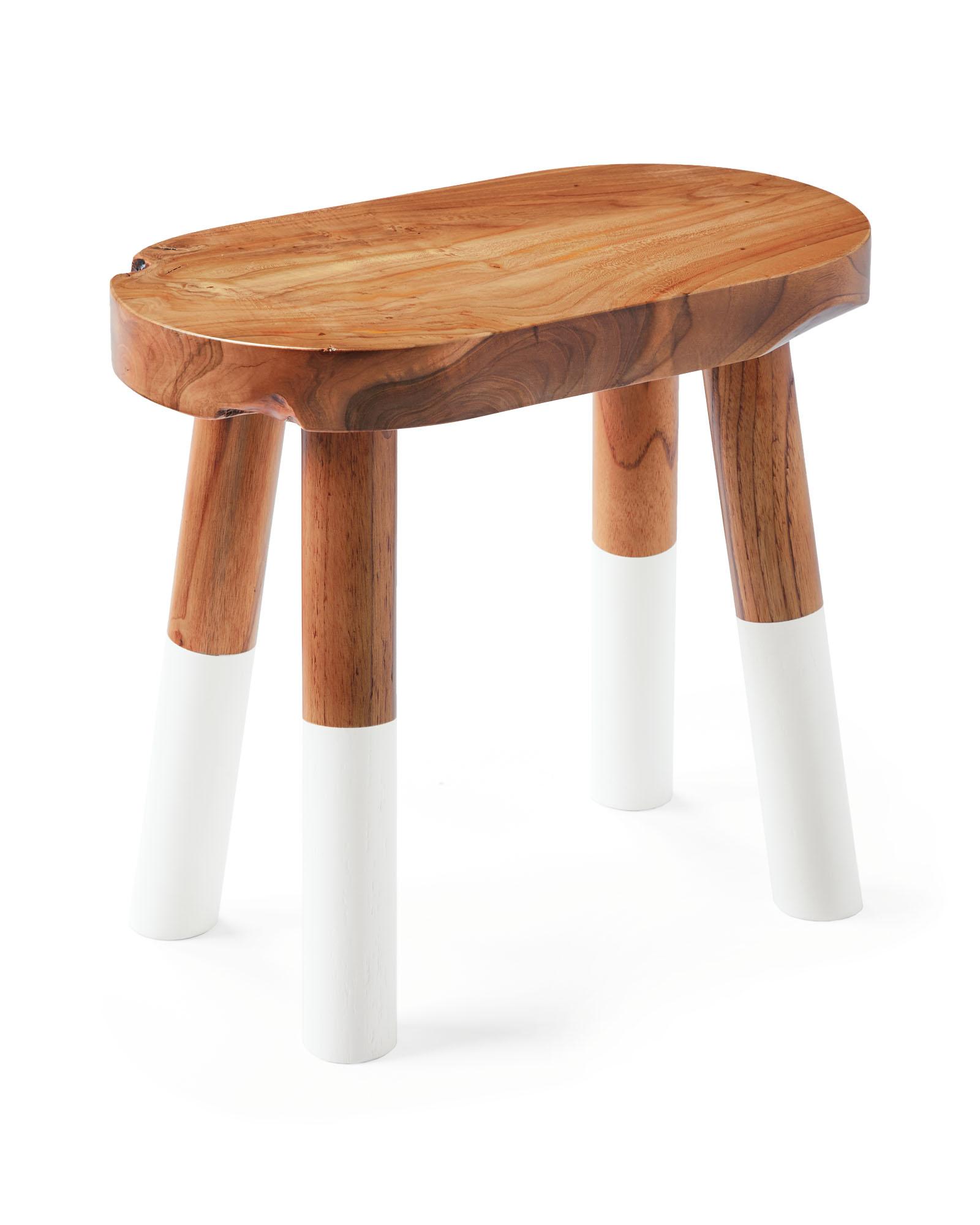 Dip-Dyed Oval Stool – White