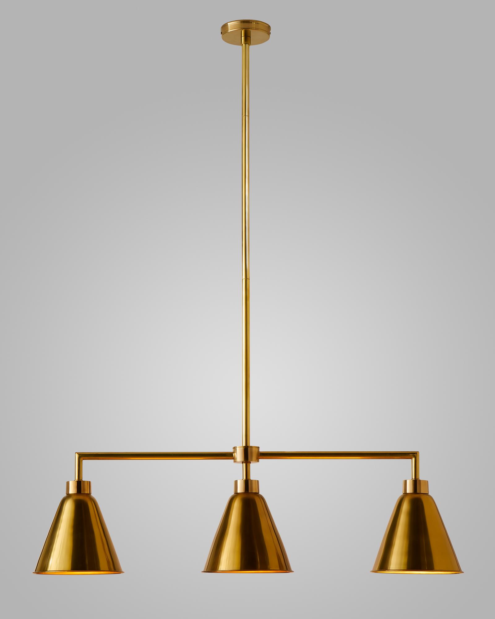 Lighting_Claremont_Pendant_Triple_Brass_Shade_Lit_LS-0429