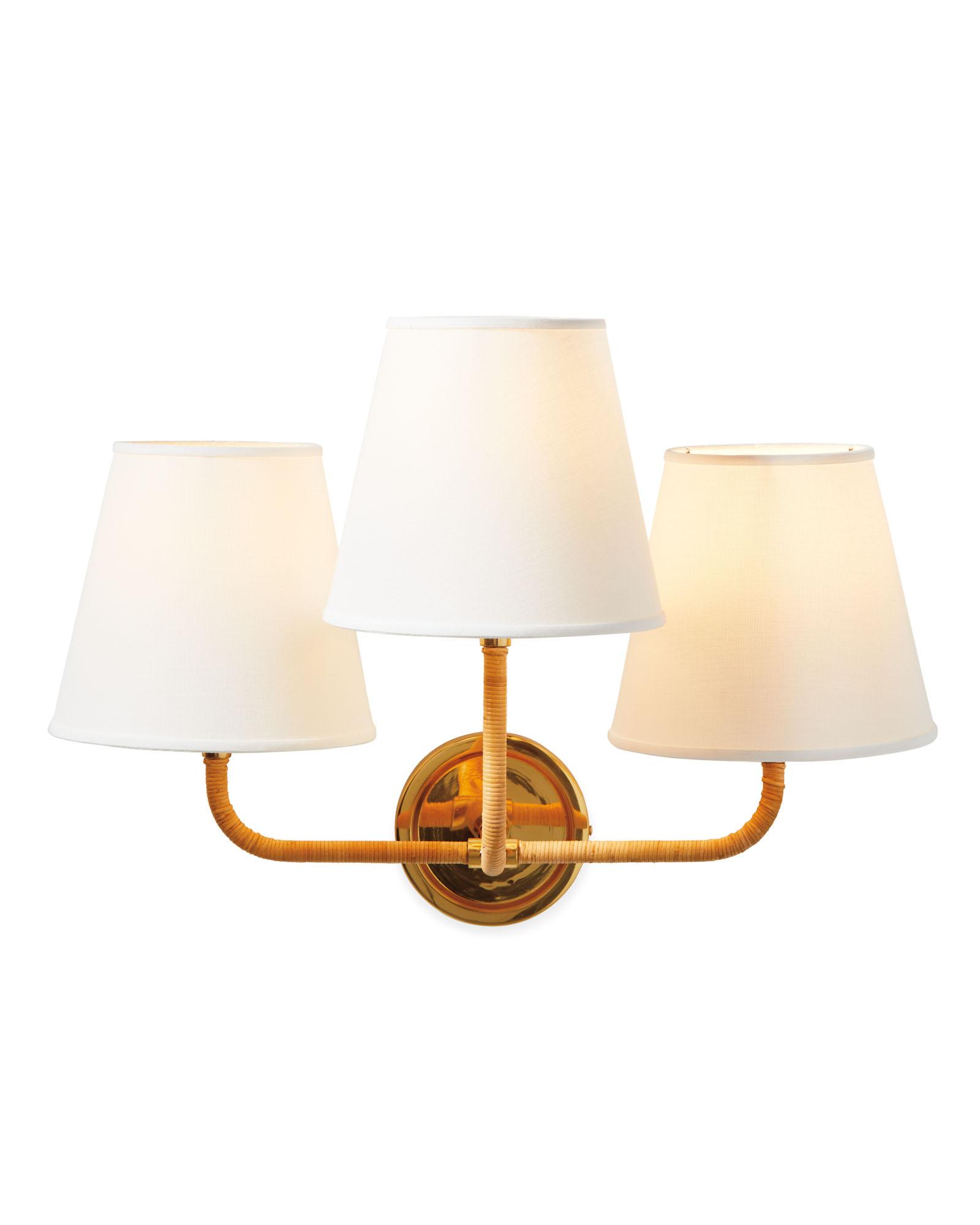 Lighting_Larkspur_Triple_Sconce_Brass_Base_White_Shades_Lit_MV_0151_Crop_SH