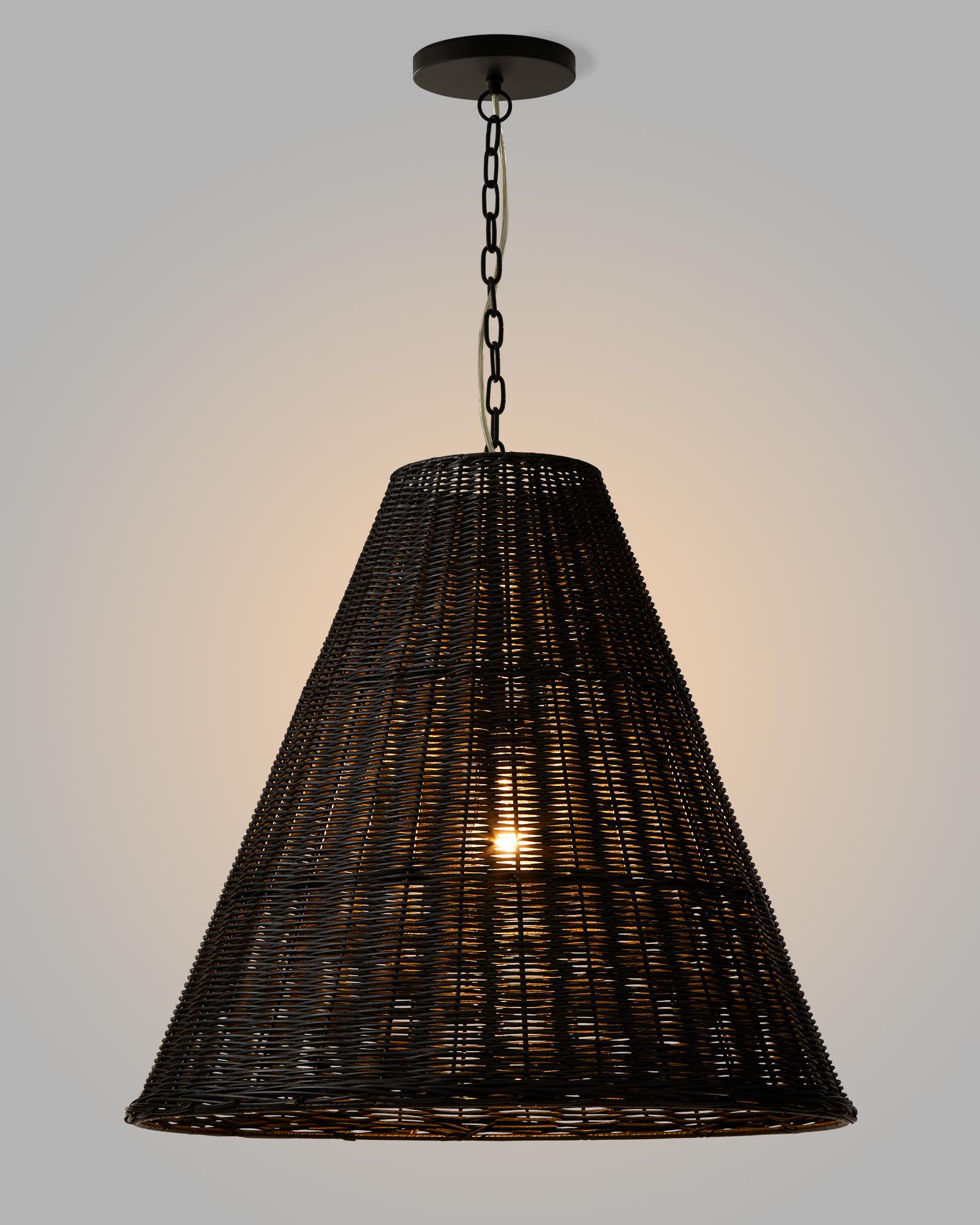 Lighting_Santa_Barbara_Taper_Pendant_Large_Black_Lit_LS-0092-SH