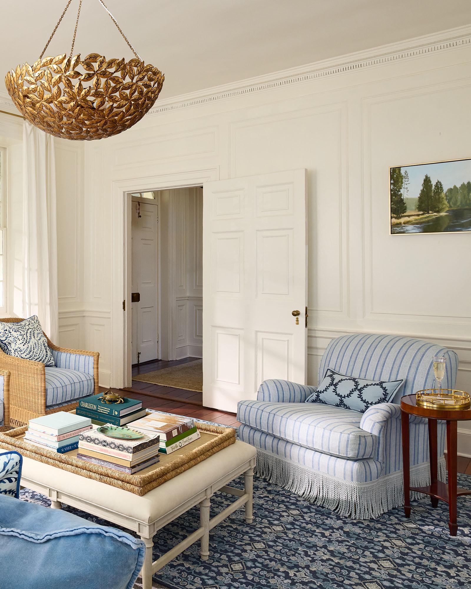 Living-Room-Blue-Stripe-Lounge-Chair-Miramar-Fringe-Sconset-Rattan ...