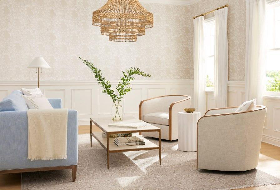 Living Room with bleecker swivel