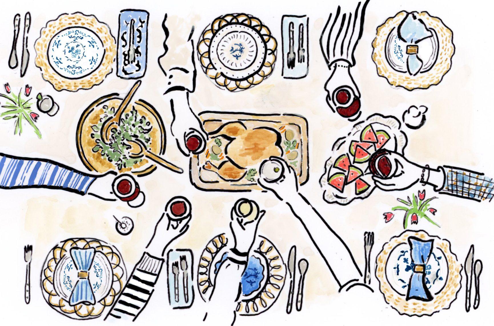 DINNER TABLE ILLUSTRATION