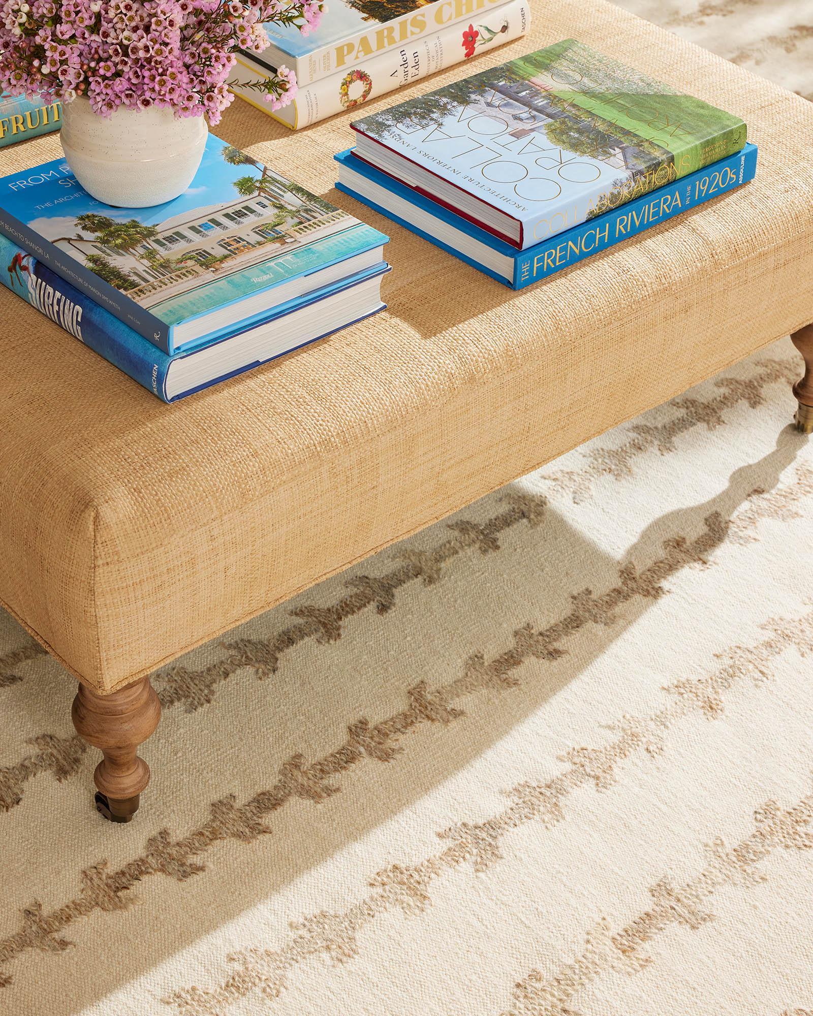 Chelsea Ottoman - Turned Leg - Natural Raffia | Serena and Lily