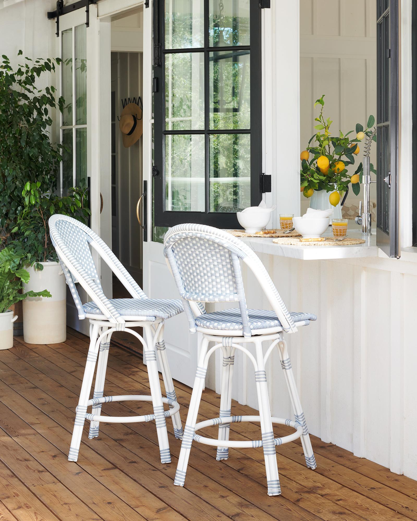 Outdoor Riviera Swivel Bar Counter Stools Serena and Lily