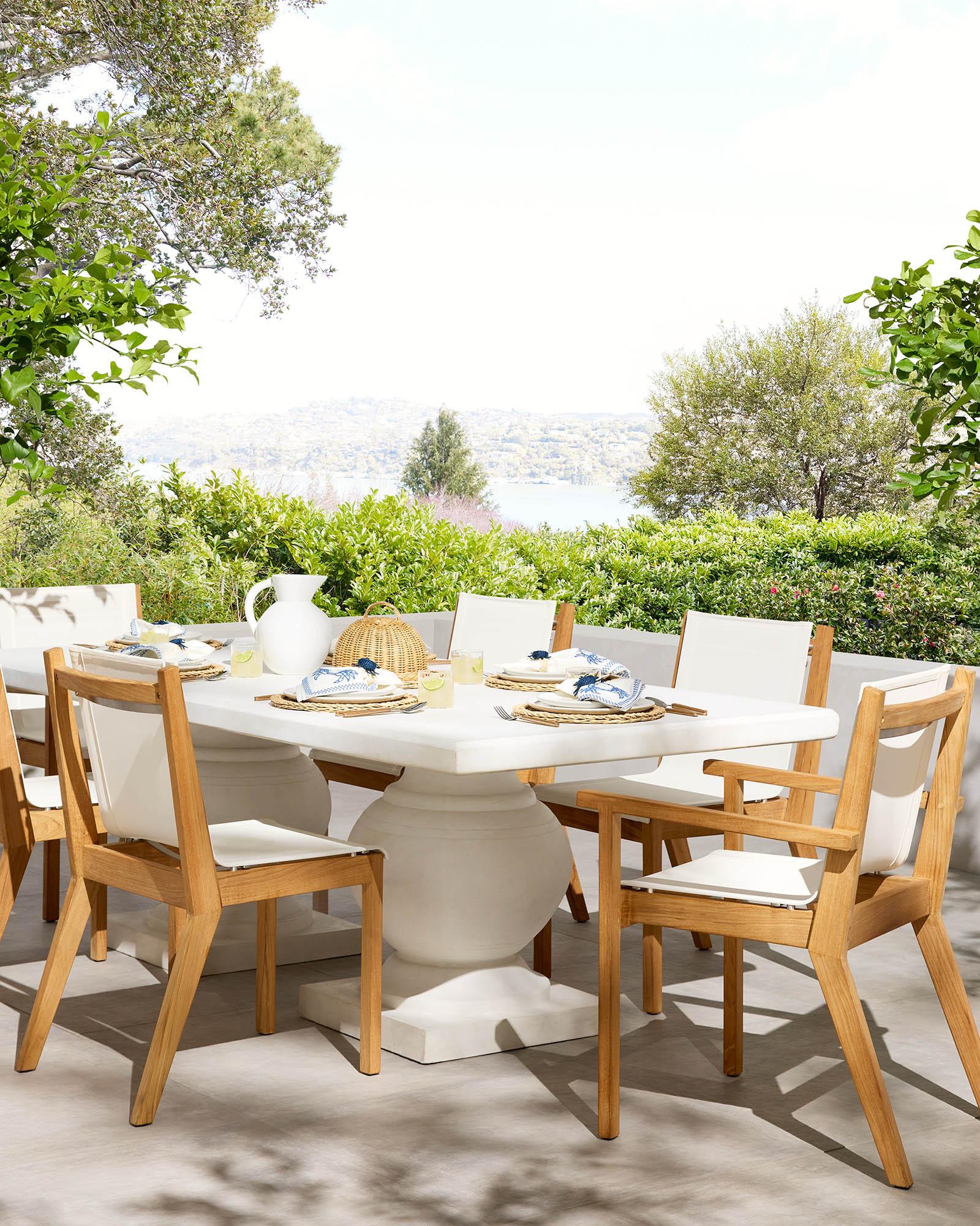 Outdoor-Dining-Natural-Teak-Chairs-Corsica-Terrace-Stone-Table-brand ...