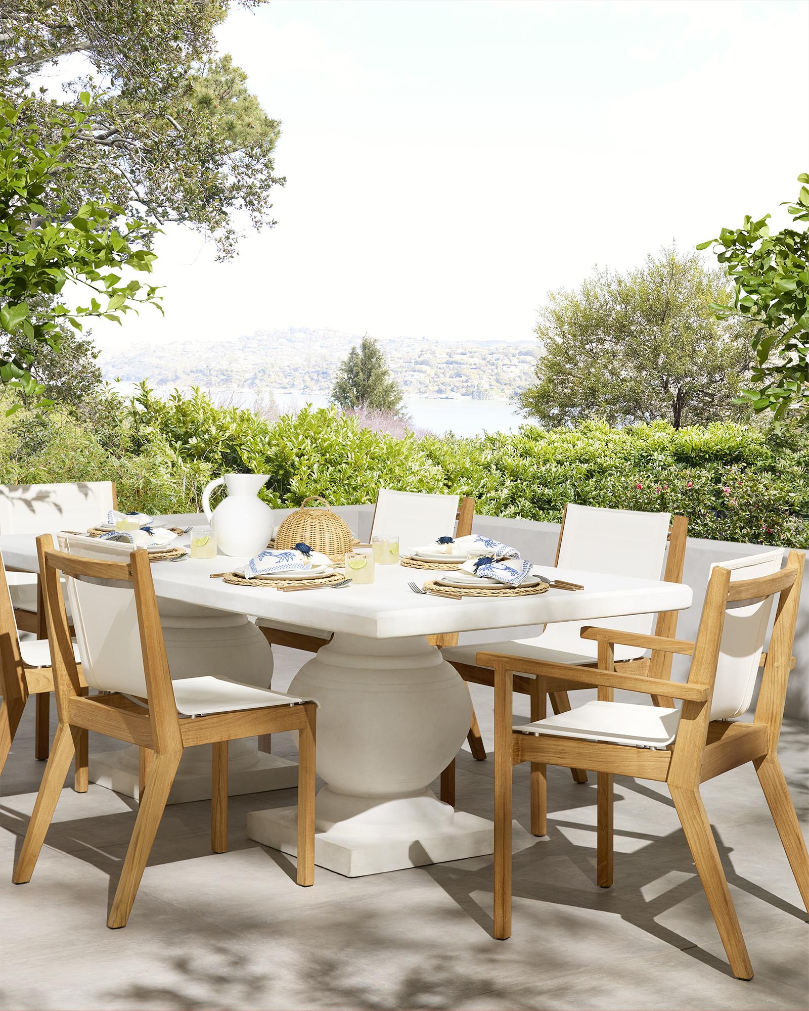 Outdoor-Dining-Natural-Teak-Chairs-Corsica-Terrace-Stone-Table-brand ...
