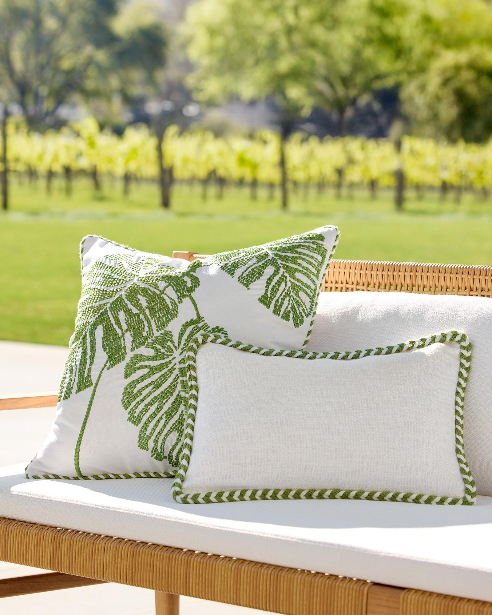 Outdoor-Pillow-Covers-Green-Tropea-Leaf-Embroidered-Icon-Windward-brand ...