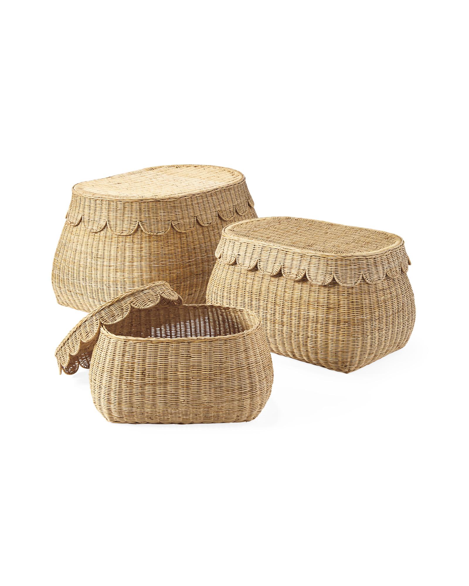Scallop Rattan Basket | Serena and Lily