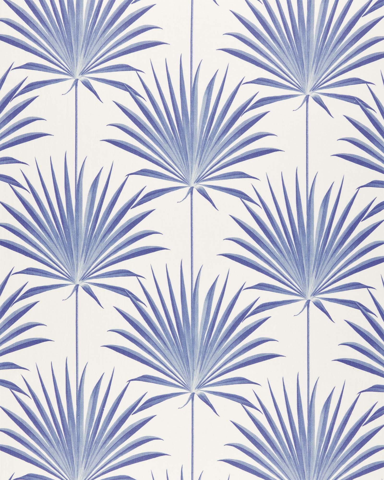 Performance Island Palm Fabric Swatch - French Blue