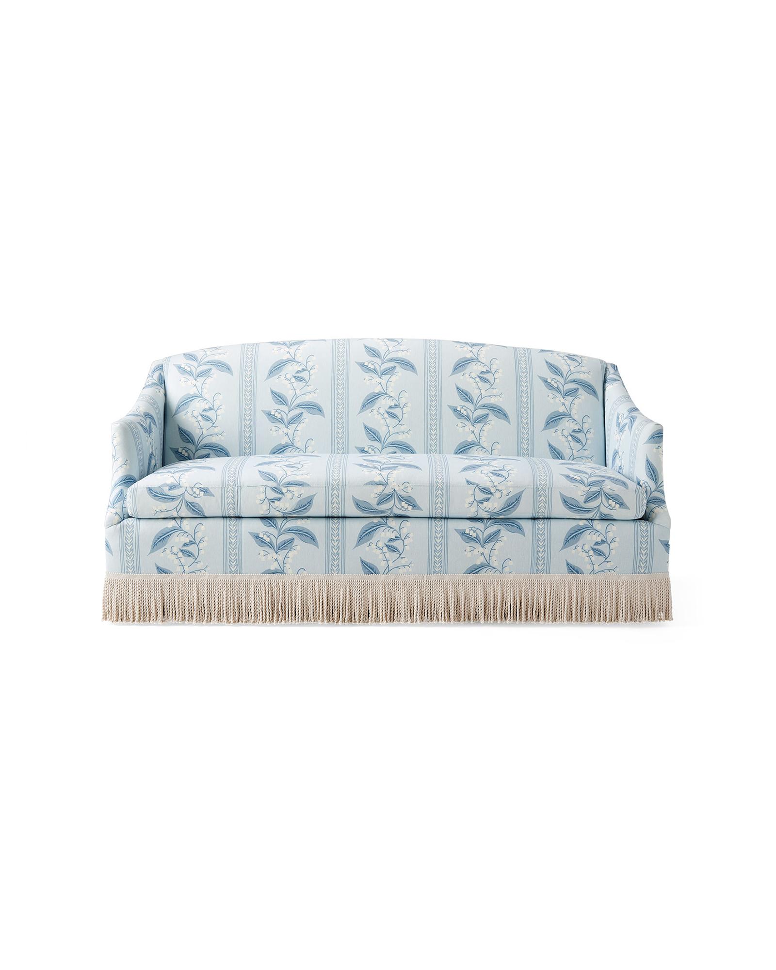 Hinsdale Fringed Sofa - Lily of the Valley Coastal Blue