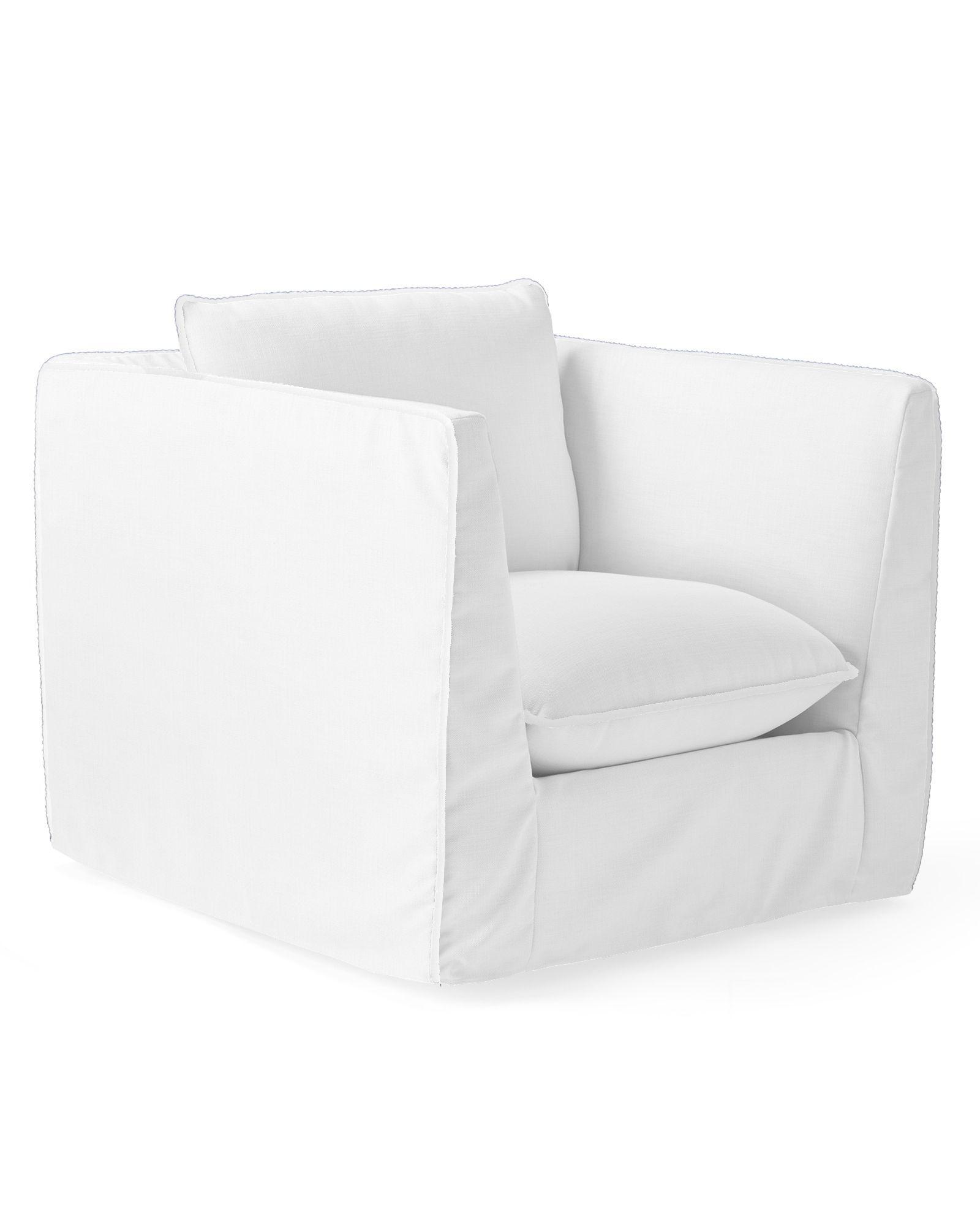 Paros Swivel Chair with White Rope Trim - Slipcovered