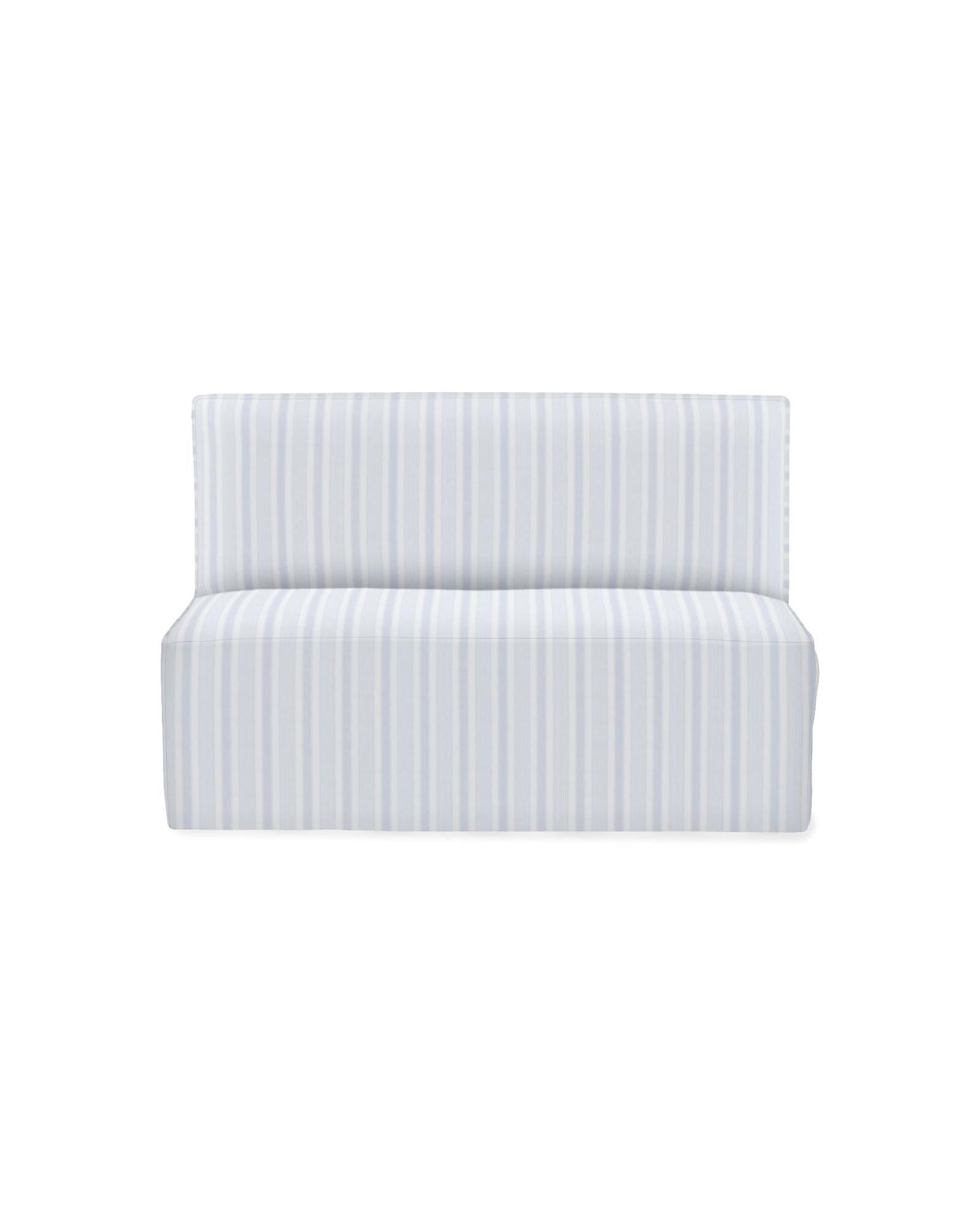 Ross Dining Bench - Slipcovered - Sky Performance French Stripe