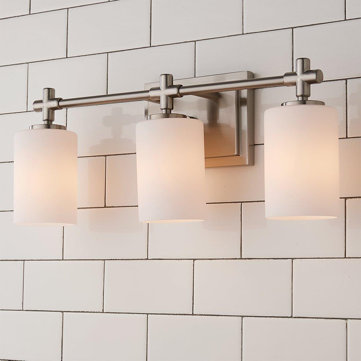 Modern Nickel and Opal Vanity Light - 3 Light | Shades of Light