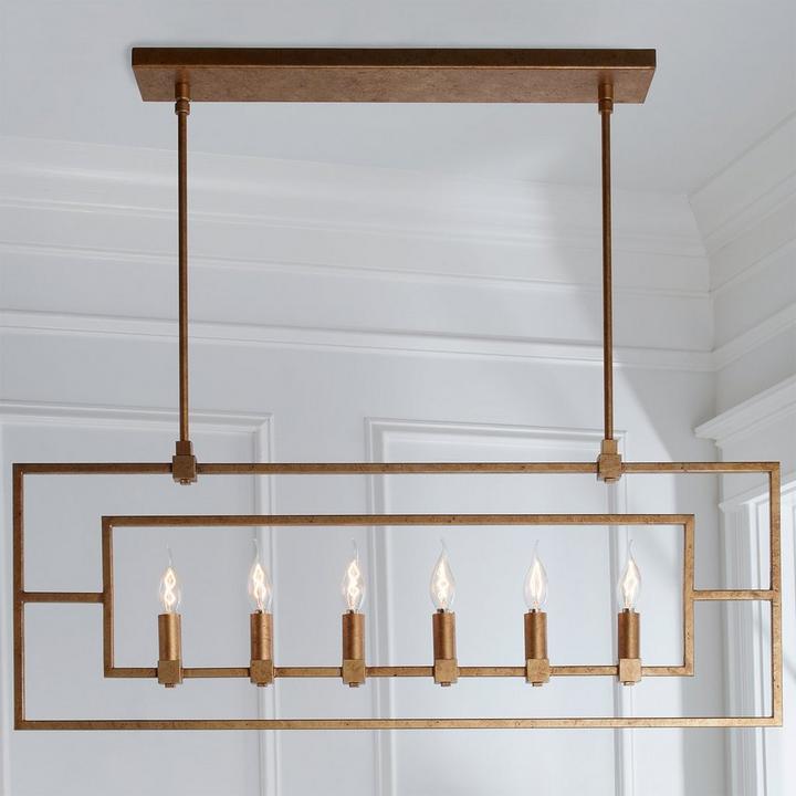 Geometric Double Frame Linear Chandelier | Shades of Light
