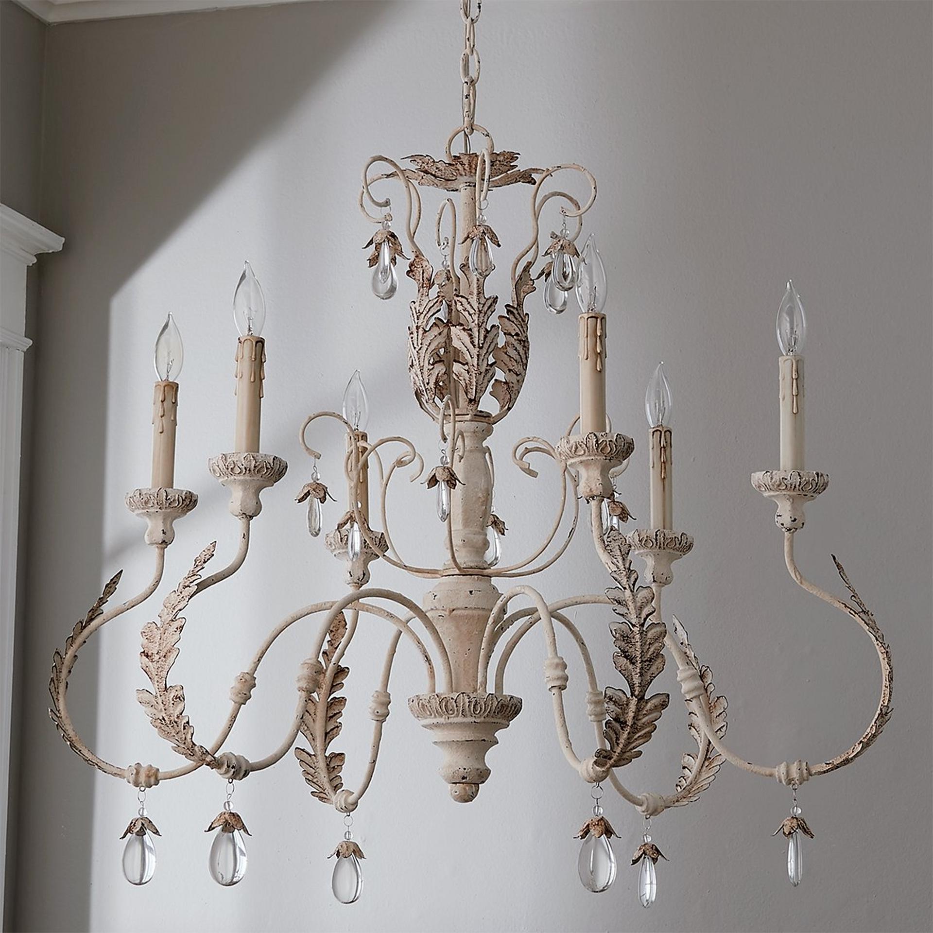 Distressed Ivory Teardrop Elegant Chandelier | Shades of Light
