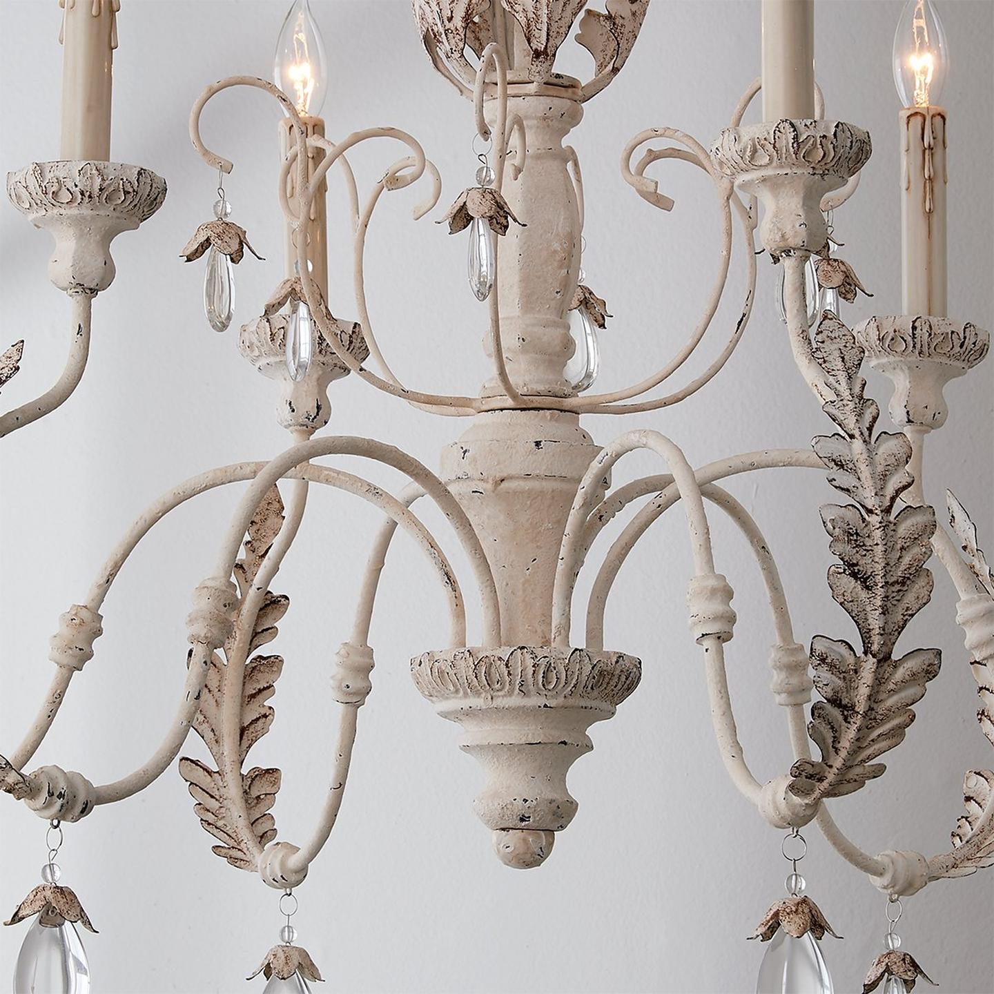 Distressed Ivory Teardrop Elegant Chandelier | Shades of Light