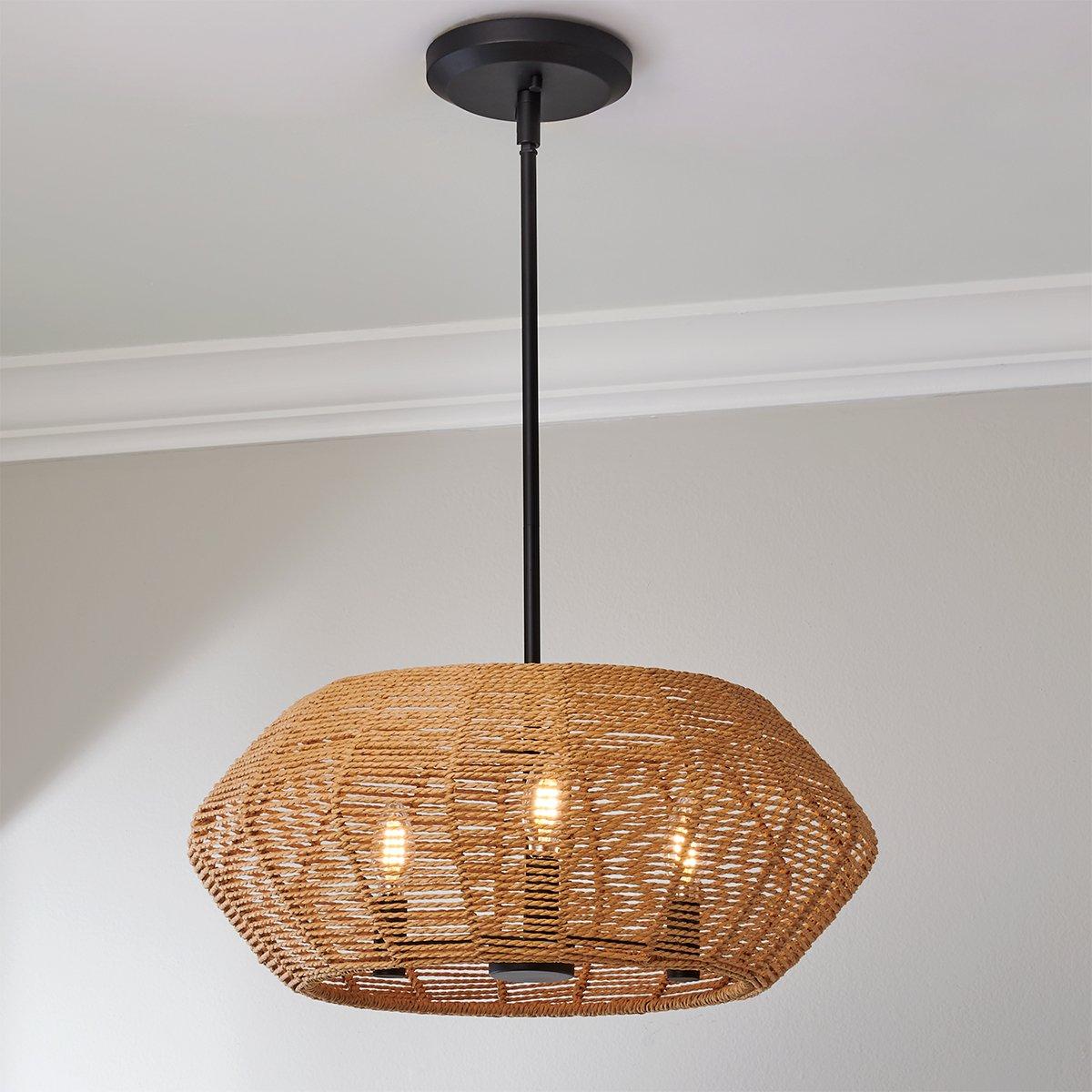Organic Modern Rattan Chandelier - 3 Light
