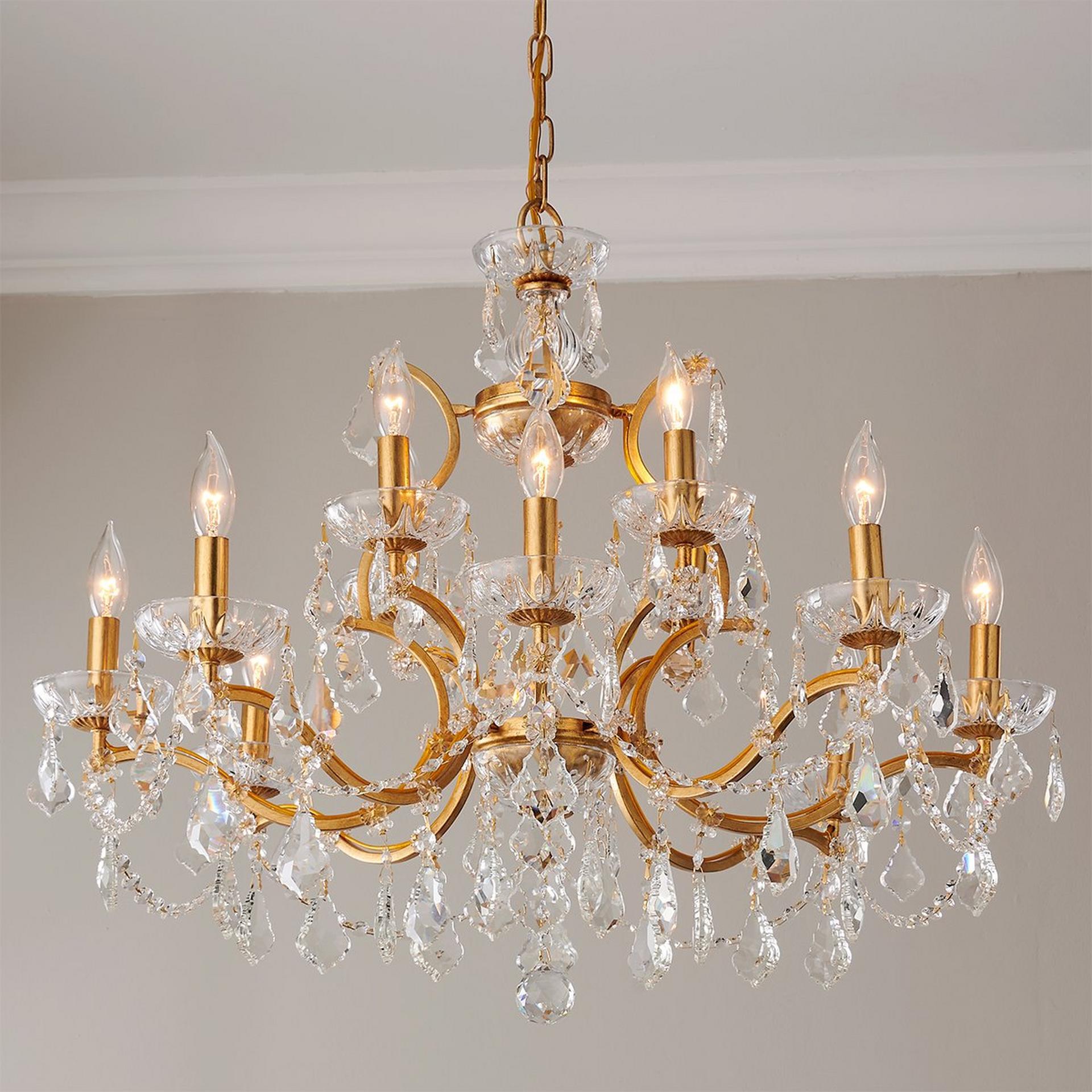 Gold Leaf and Crystal Chandelier - Large | Shades of Light