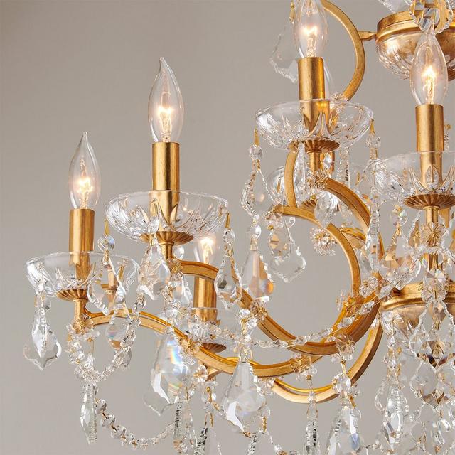 Gold Leaf and Crystal Chandelier - Large | Shades of Light