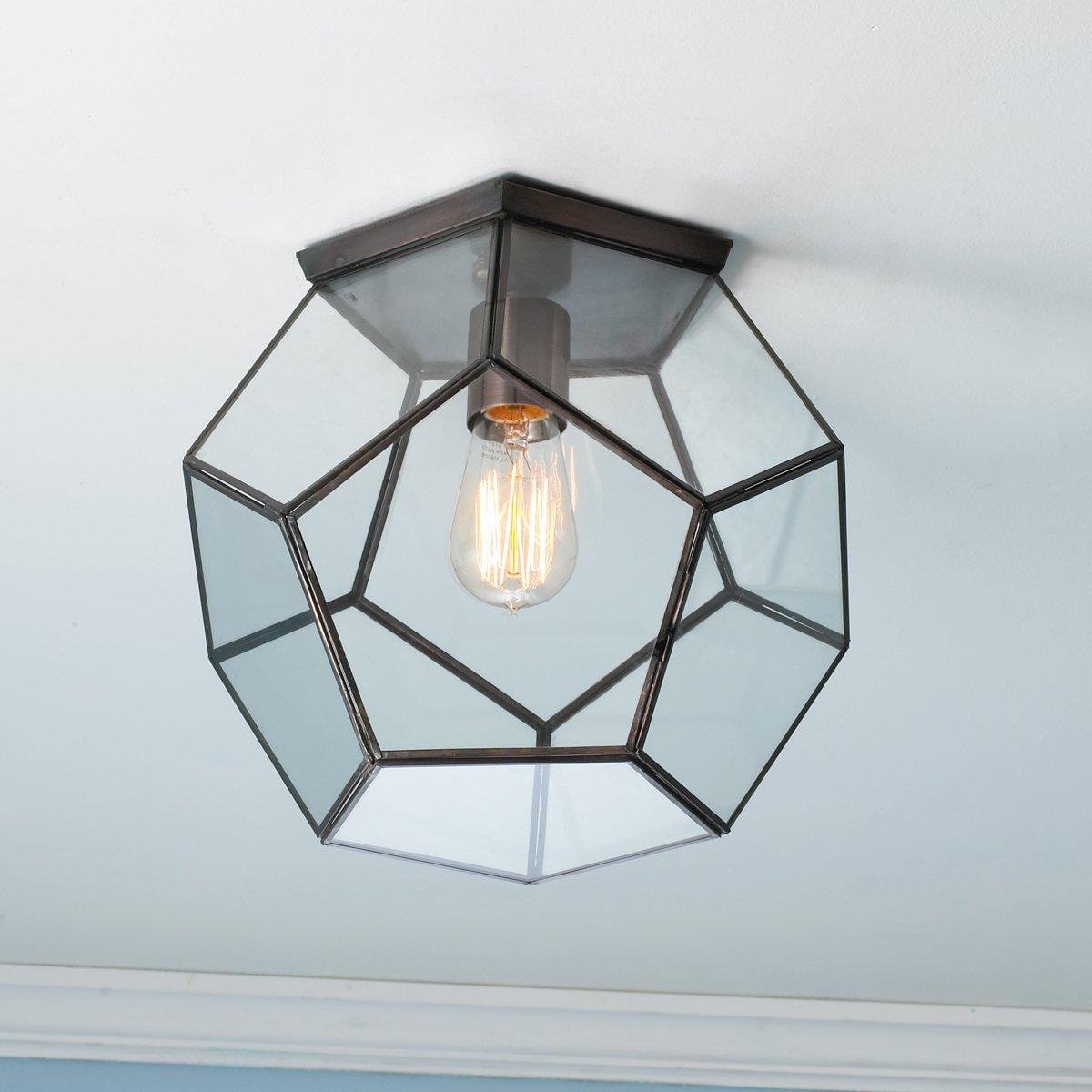 Clear Glass Prism Pentagon Ceiling Light