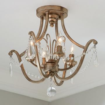 Romantic Riley Semi-Flush Ceiling Light | Shades of Light