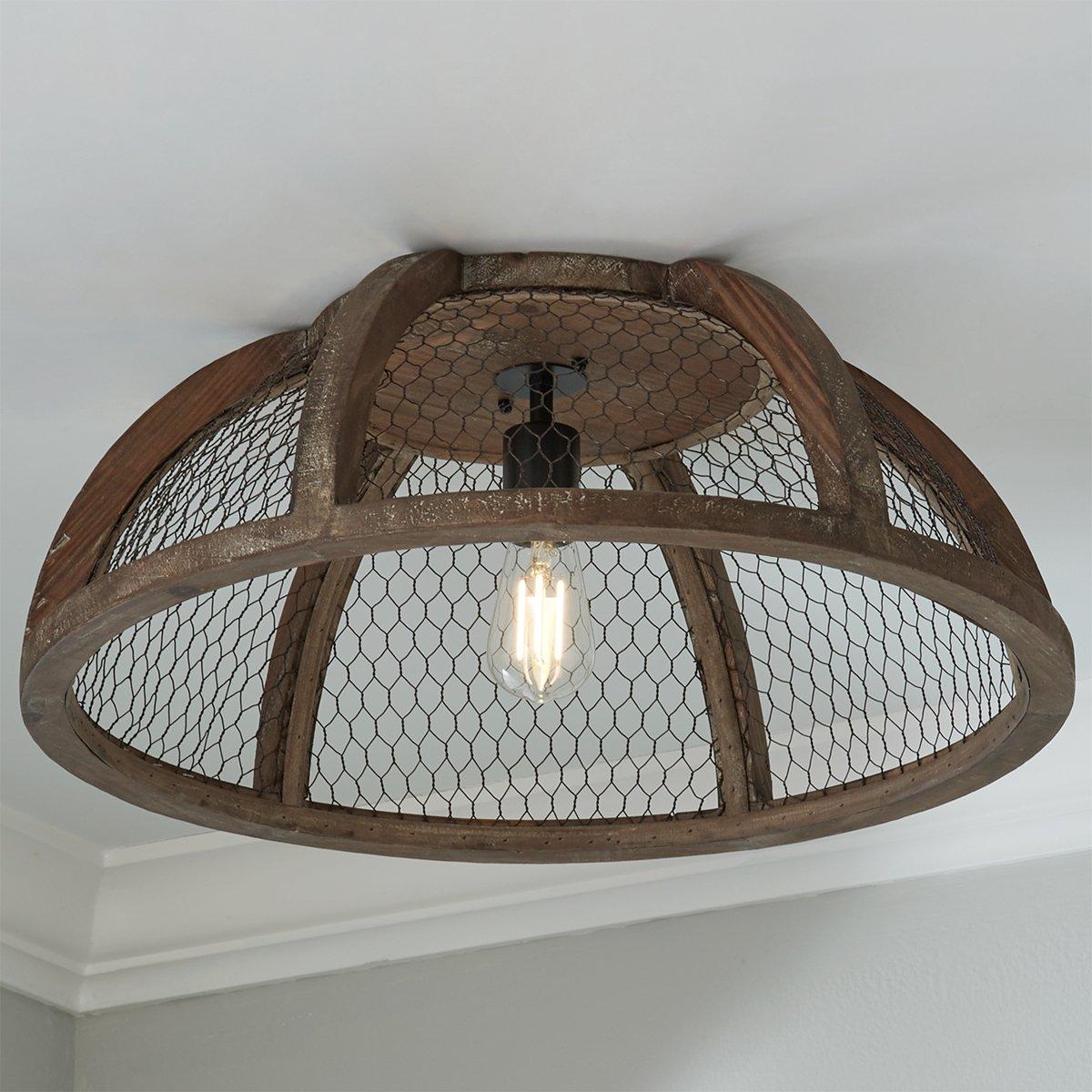 Chicken Wire and Wood Ceiling Light | Shades of Light