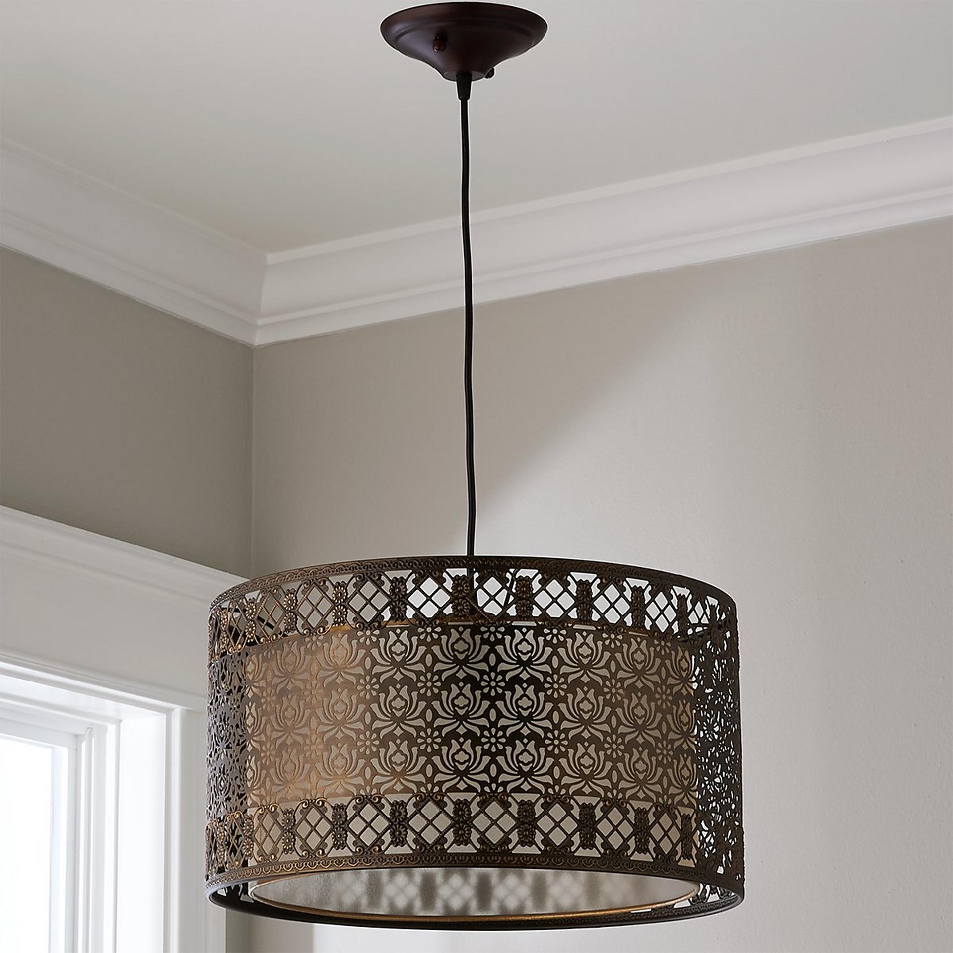 Filigree Lotus Metal Shade Pendant | Shades of Light