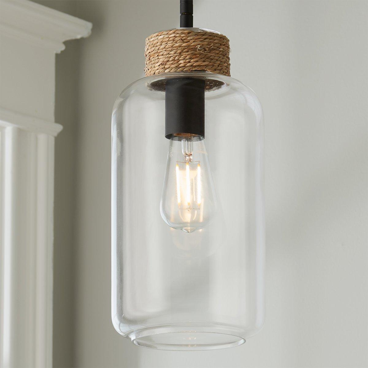 Rope Wrapped Clear Glass Pendant | Shades of Light