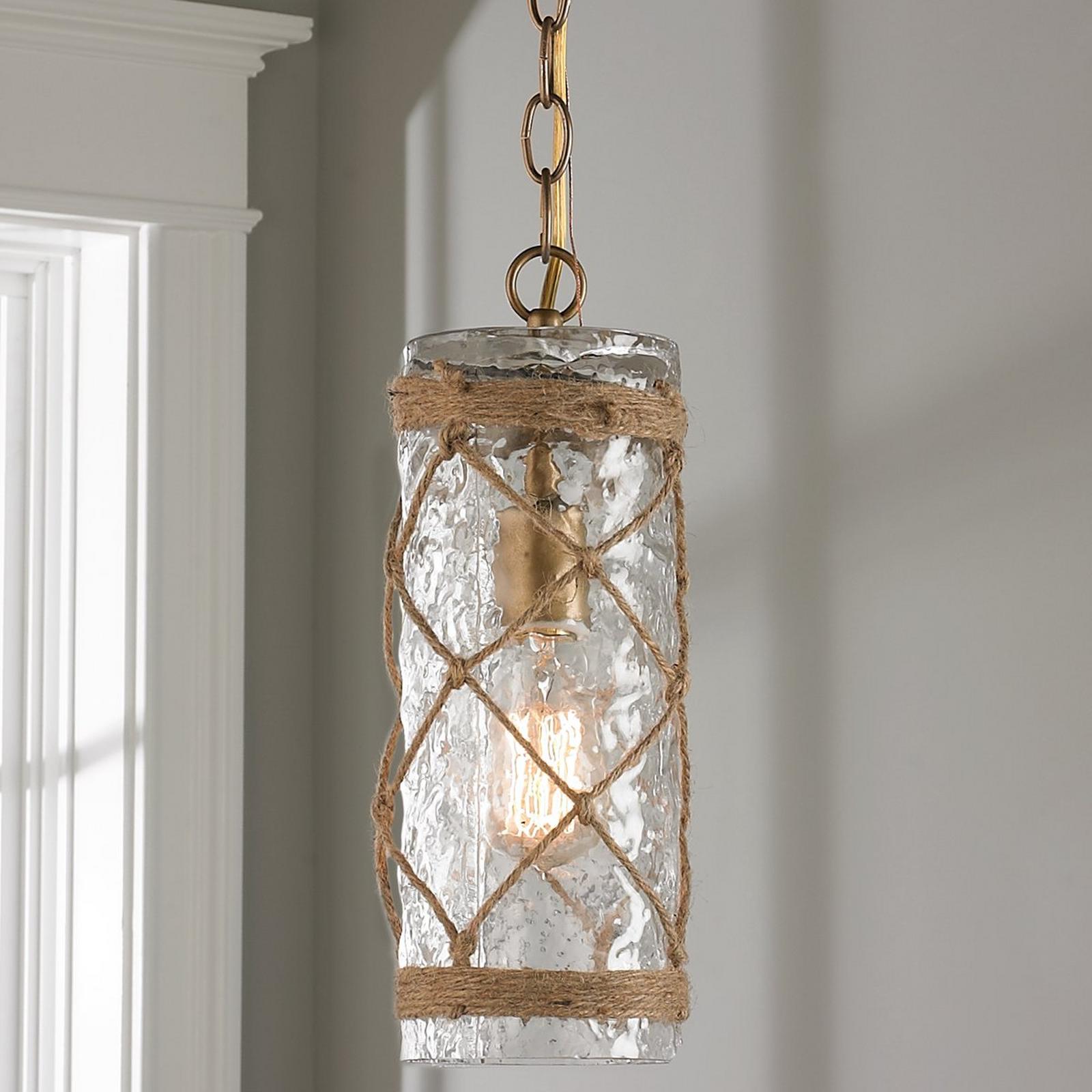 Rope and Glass Cylinder Pendant | Shades of Light