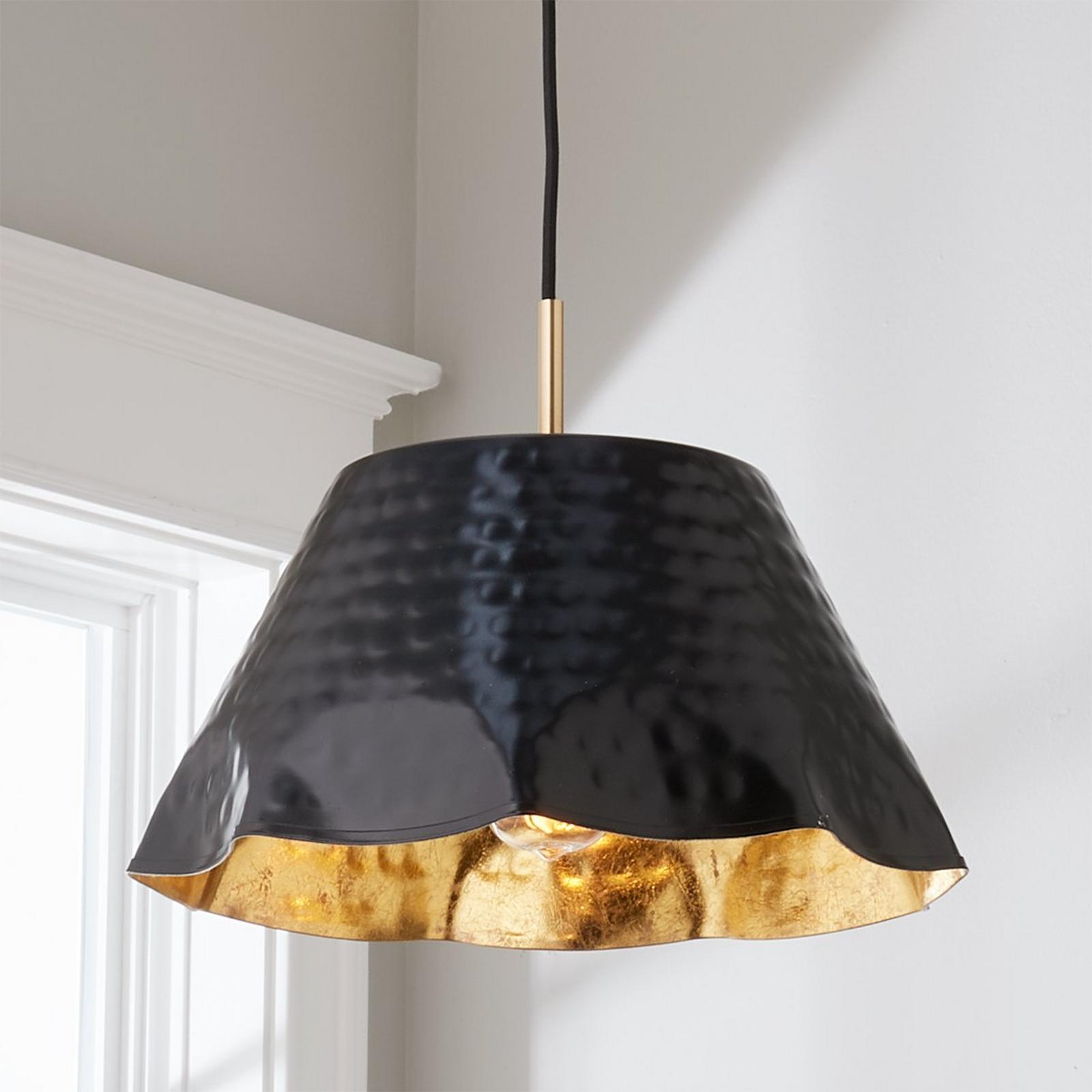 Ruffled Edge Hammered Metal Pendant | Shades of Light