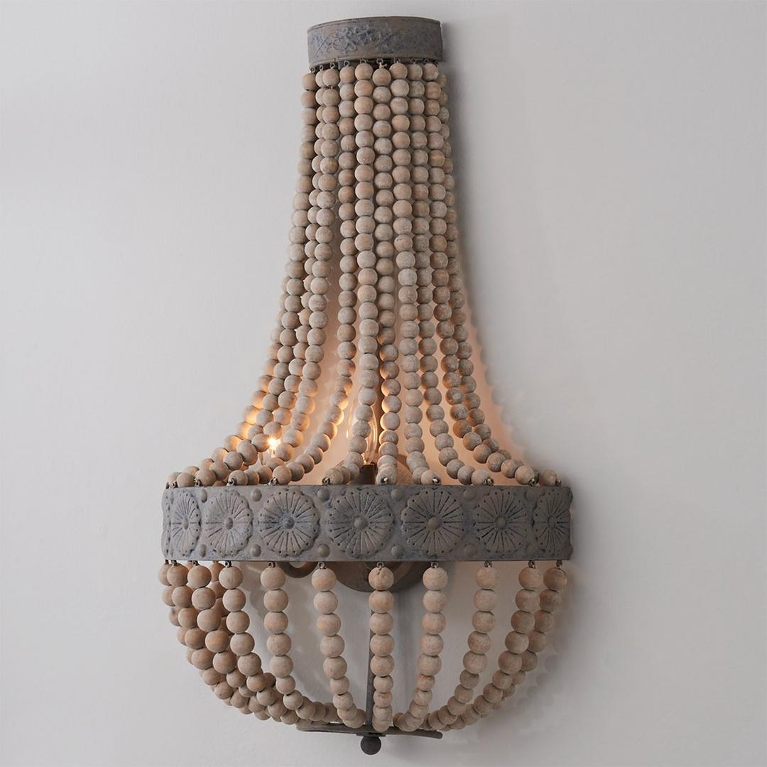Aged Wood Beaded Sconce | Shades of Light