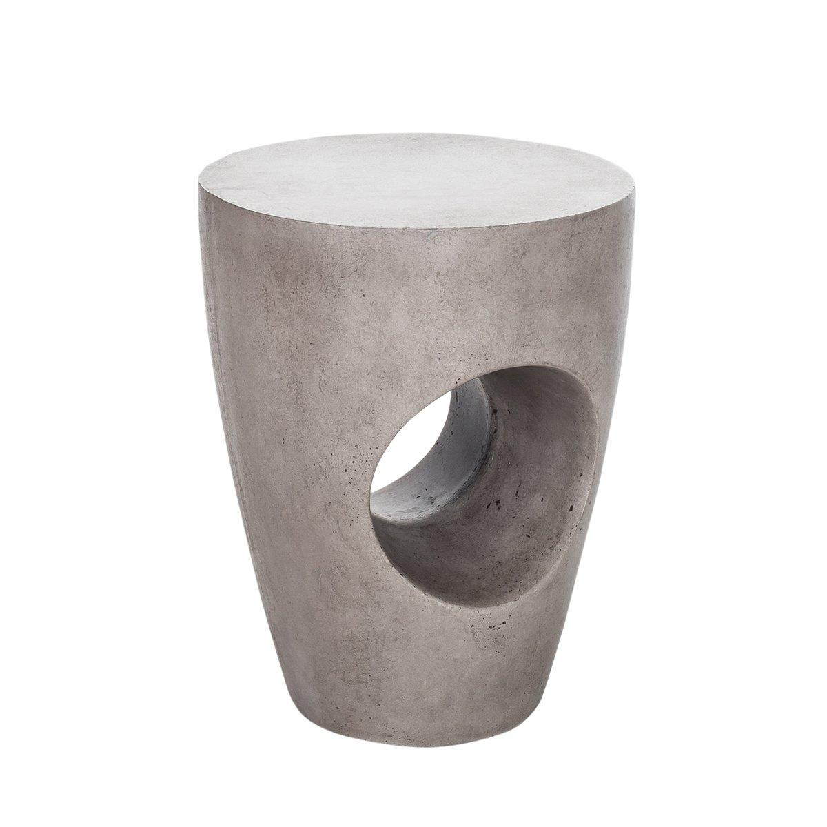 Concrete Void Indoor Outdoor Stool 18 H x 14 W x 14 D Natural Concrete Furniture Modern Contemporary Shades of Light