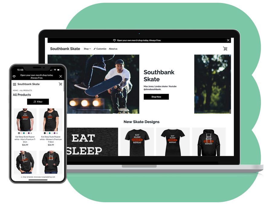 Open Your Free Merch Shop, No Fees or Costs