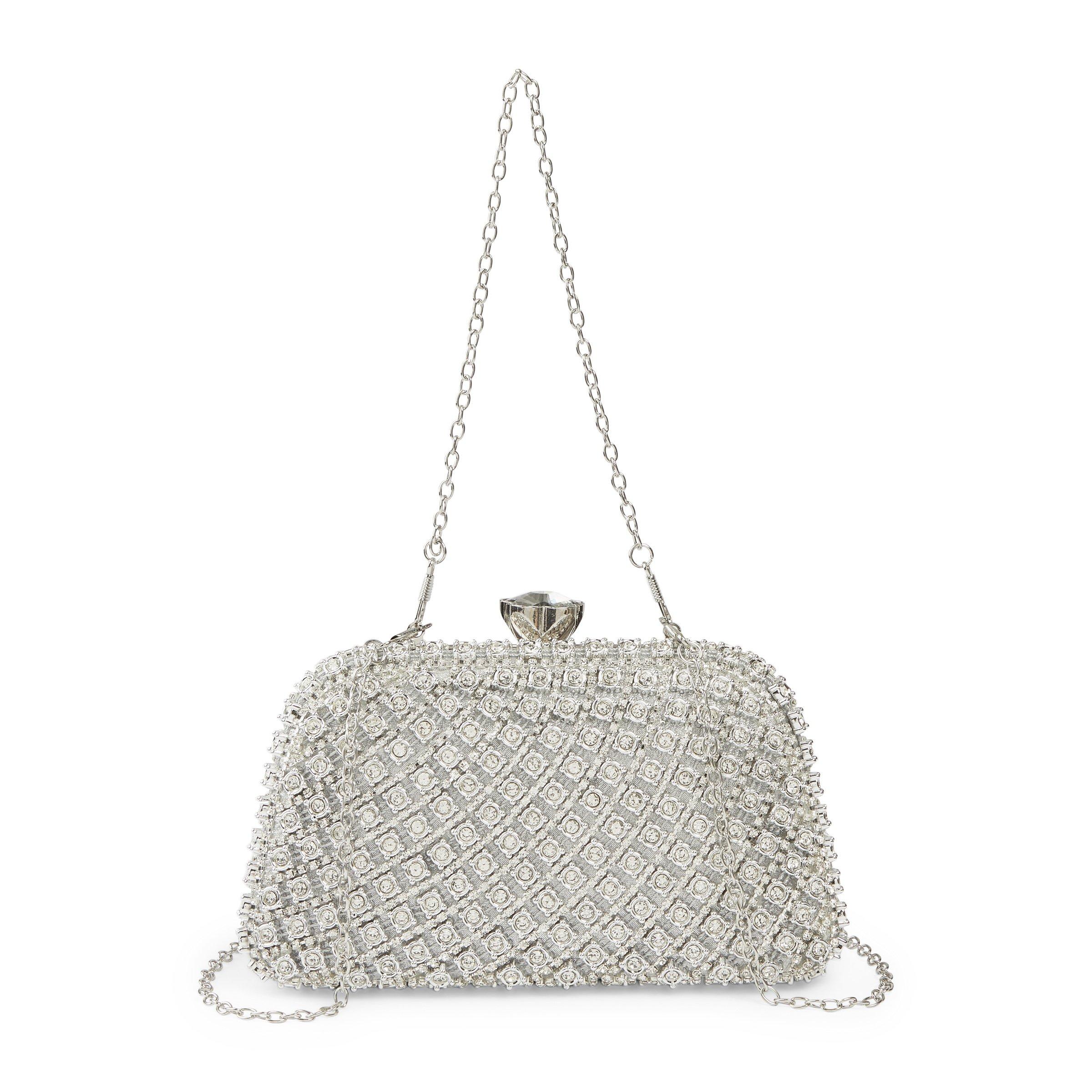 Silver Rhinestone Clutch Silver Rhinestone Embellished Clutch Bag