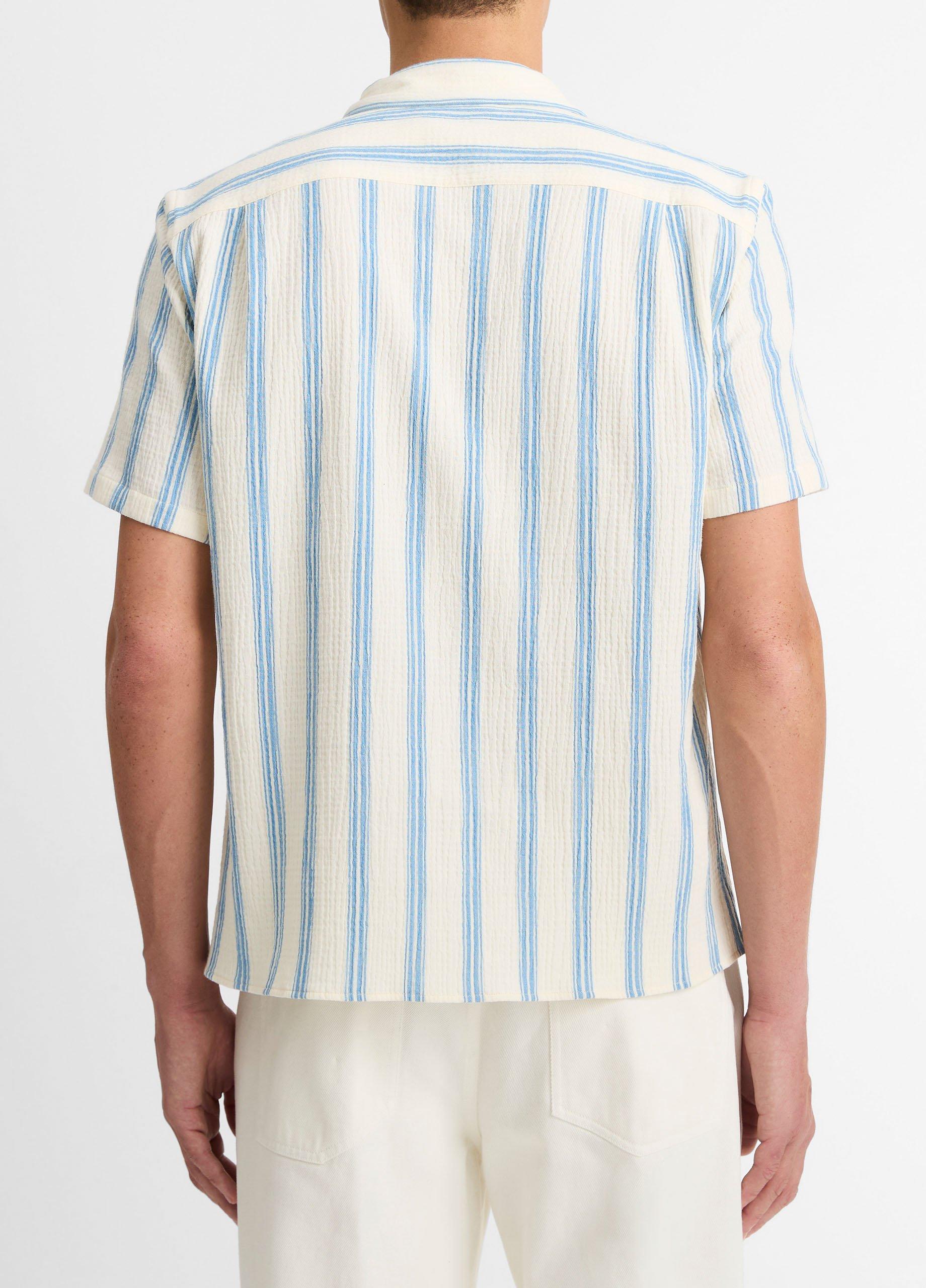 Textured Stripe Italian Cotton Cabana Shirt
