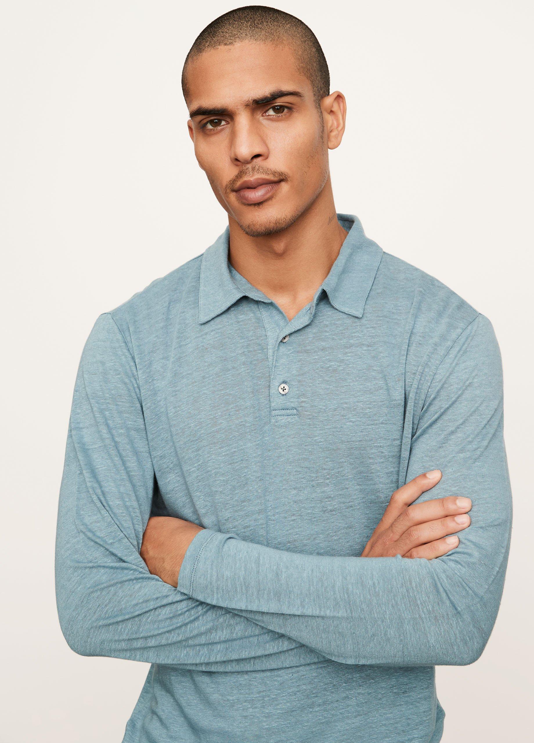 Linen Long Sleeve Polo in Vince Products | Vince