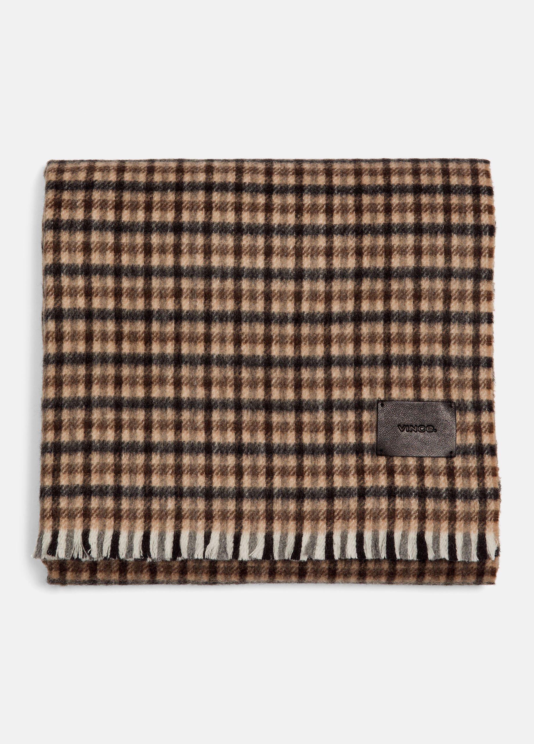 Gingham Wool-Cashmere Oversized Wrap in Scarves & Hats | Vince