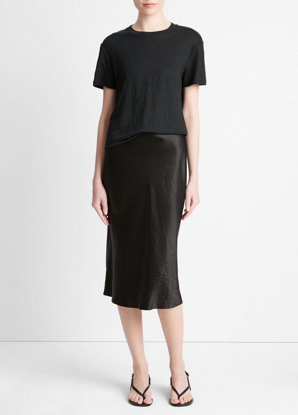 Linen Drop-Shoulder Crew Neck T-Shirt in Shirts & Tees | Vince Linen Drop-Shoulder Crew Neck T-Shirt in Shirts & Tees | Vince